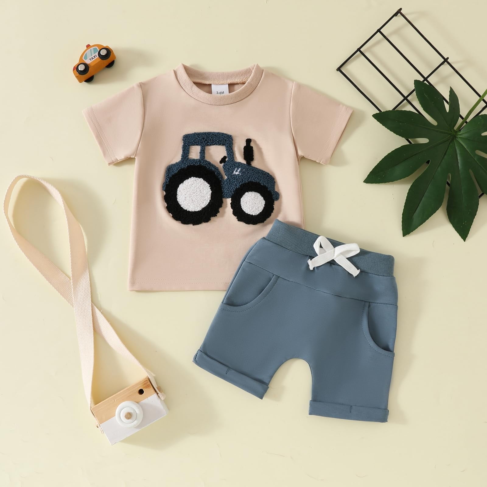 Toddler Baby Boy Summer Clothes Embroidered Farm Tractor Shirt and ...