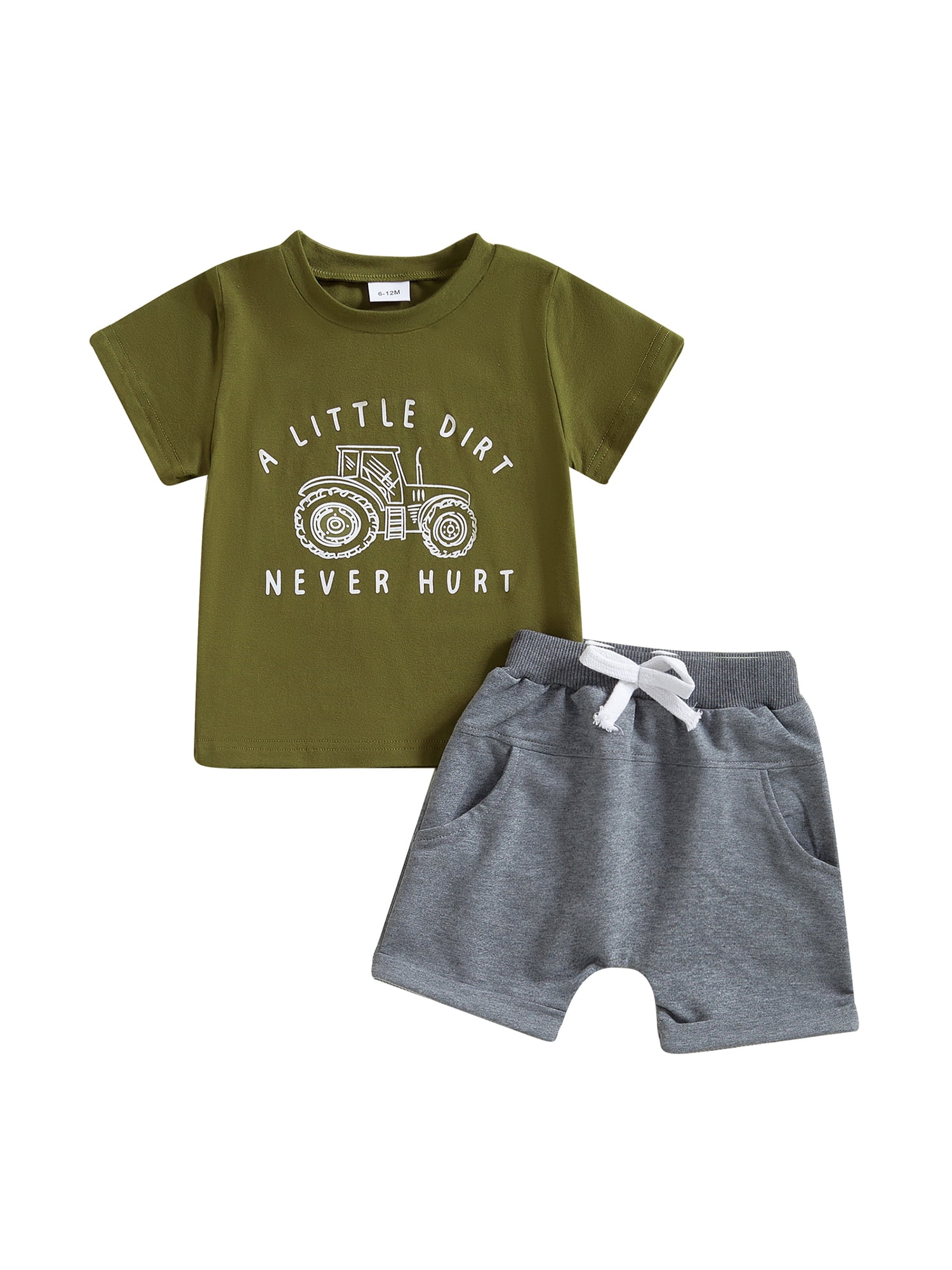 Toddler Baby Boy Summer Clothes Set 6 12 18 24 Months 2T 3T 4T Tractor ...
