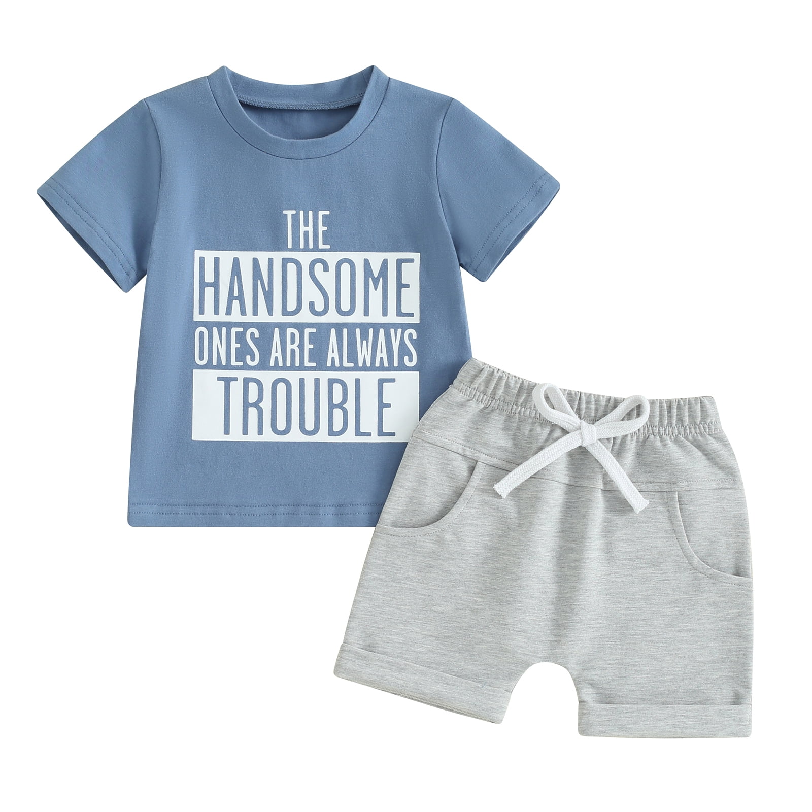 Toddler Baby Boy Summer Outfits Mama's Little Man Print Short Sleeve T ...