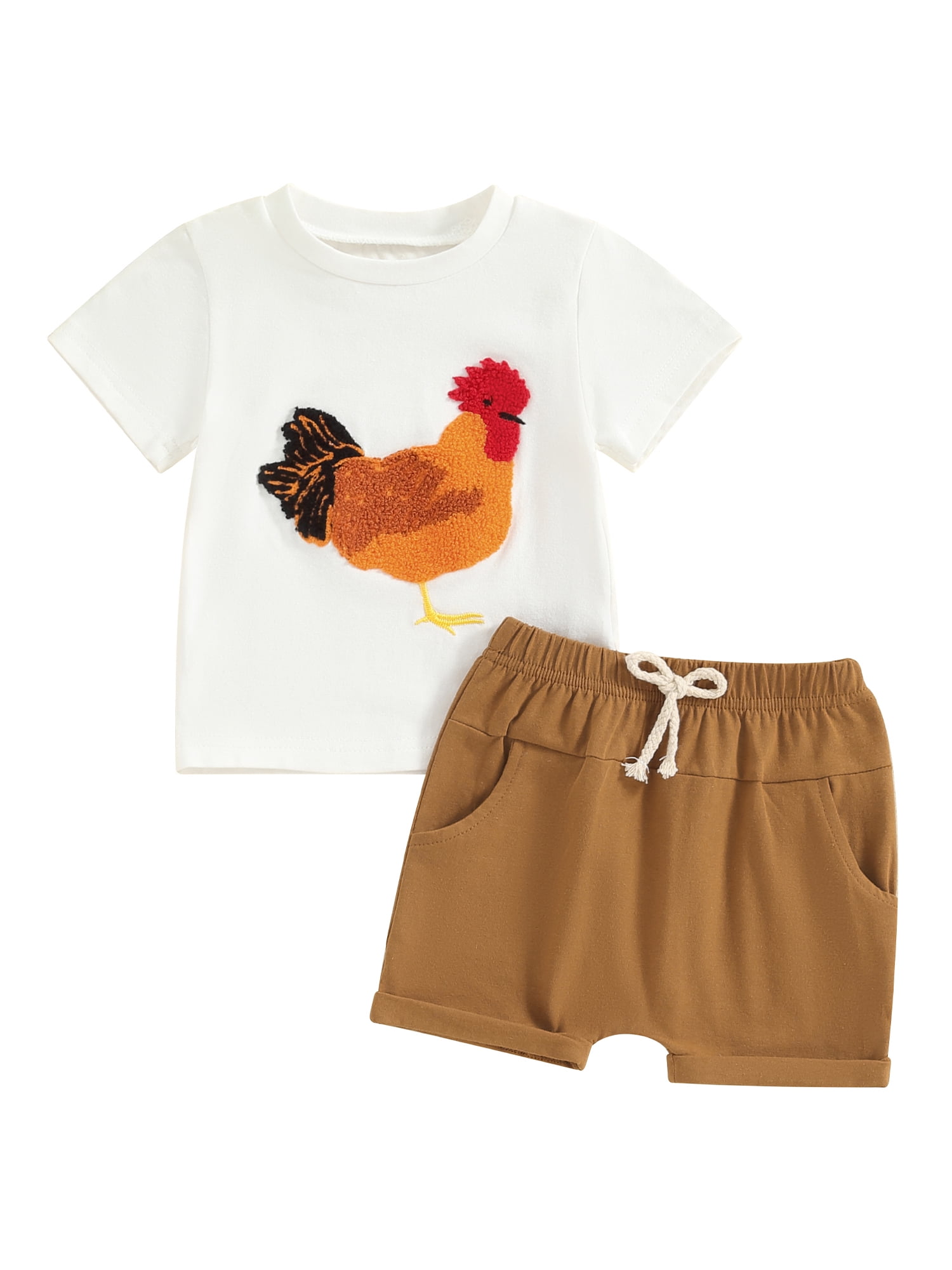 Toddler Baby Boy Summer Outfits Rooster Print Short Sleeve T-Shirt and ...