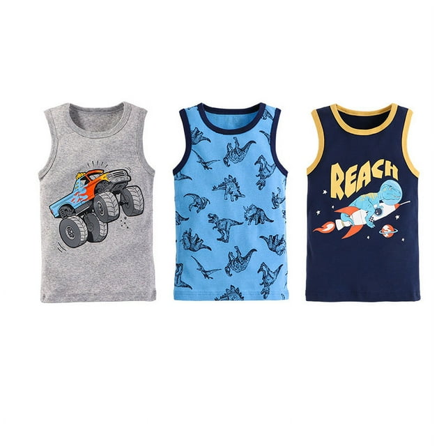 Toddler Baby Boys Baby Girls Cotton Sleeveless Tank Top Cartoon Dinosau ...