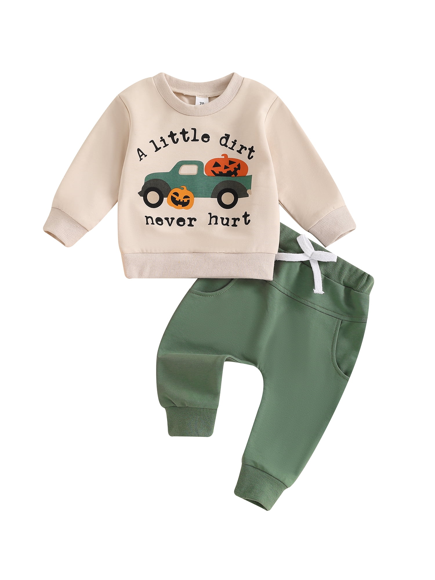 Toddler Baby Boys Fall Winter Clothes Funny Letter Tractor Long Sleeve Sweatshirt Pants Set 2Pcs ...