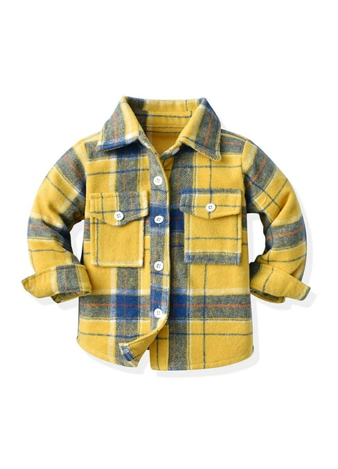 ANINEO Toddler Boys' Girls' Flannel Plaid Shirt Button Down Long Sleeve ...