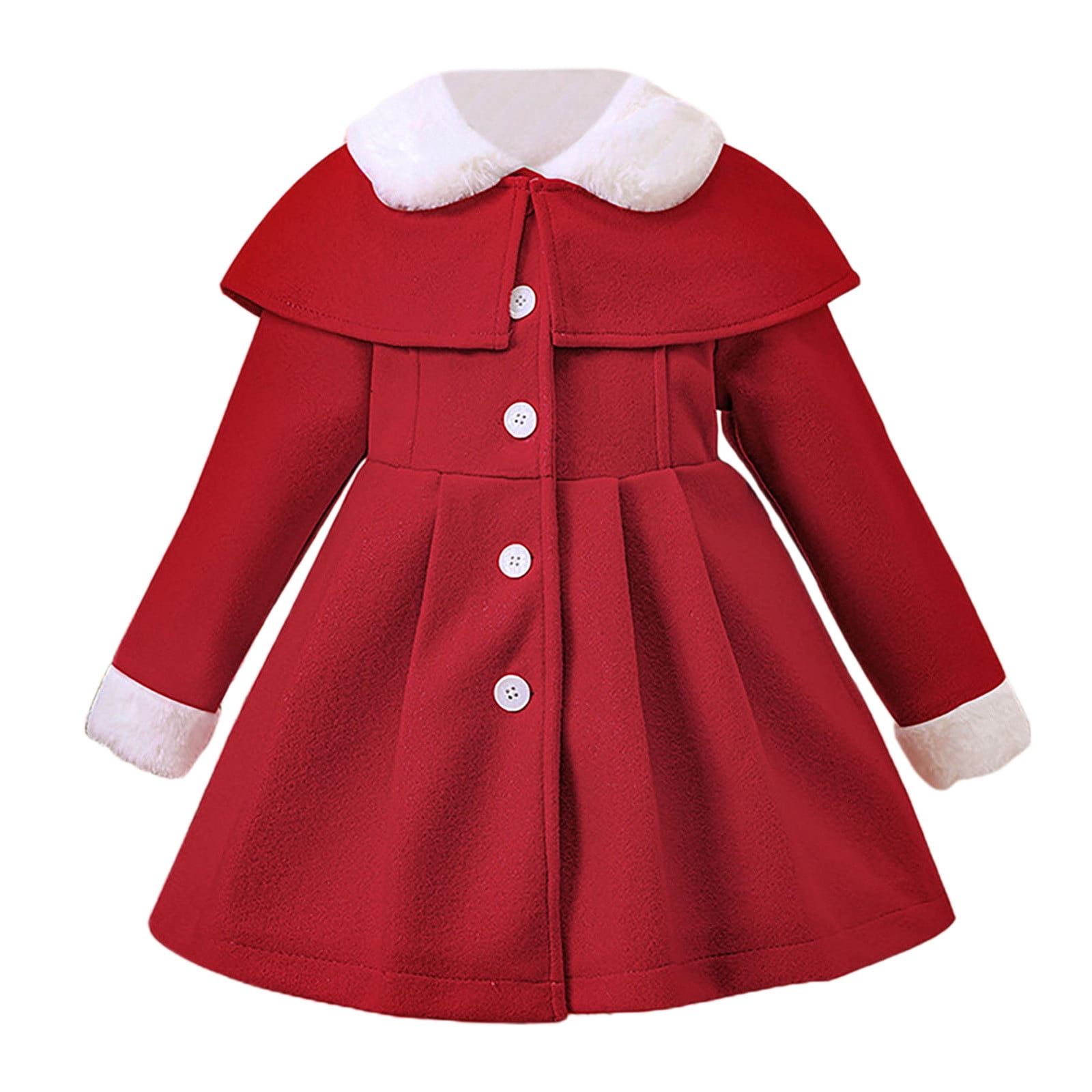 Toddler Baby Boys Girls Wool Coat Button Jacket Long Sleeve Solid Color Coat Peacoat with ...