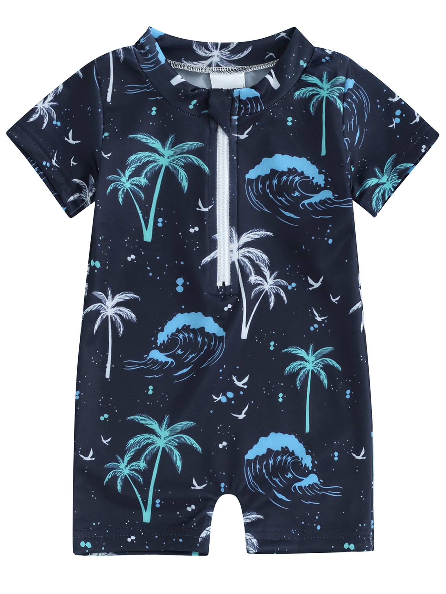 Toddler Baby Boys Rash Guard Swimsuit Rompers Zipper Short Sleeve ...
