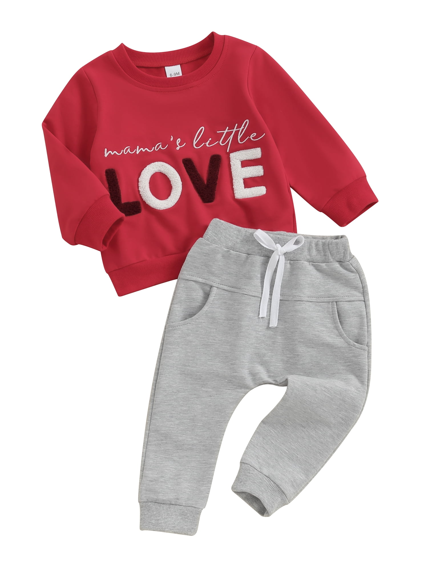 Toddler Baby Boys Valentine's Day Outfits Sets 6 9 12 18 24 Months 2T 3T Long Sleeve Letter ...