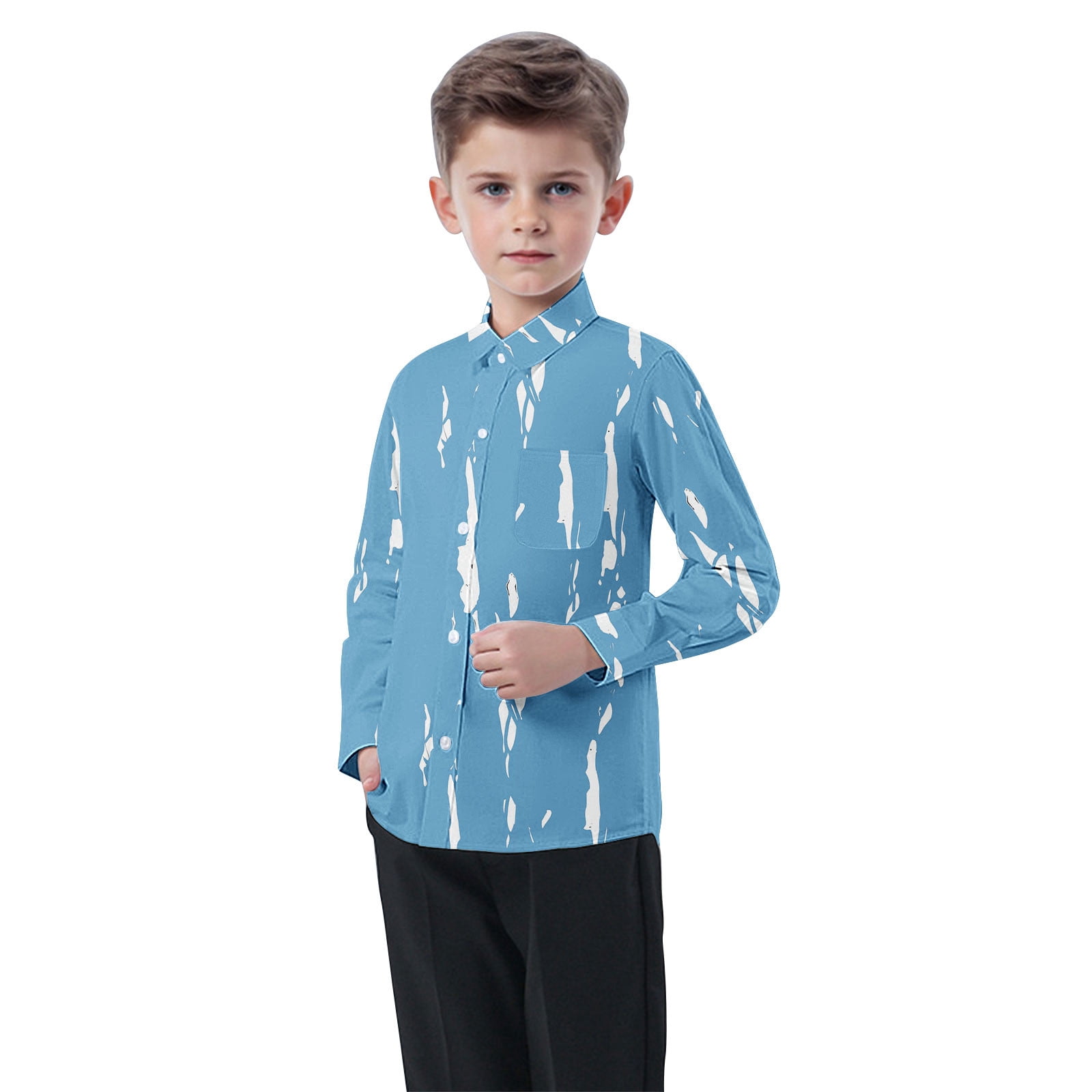 Toddler Baby Button Up Shirt for Boys Long Sleeve Collared Tie Dye ...