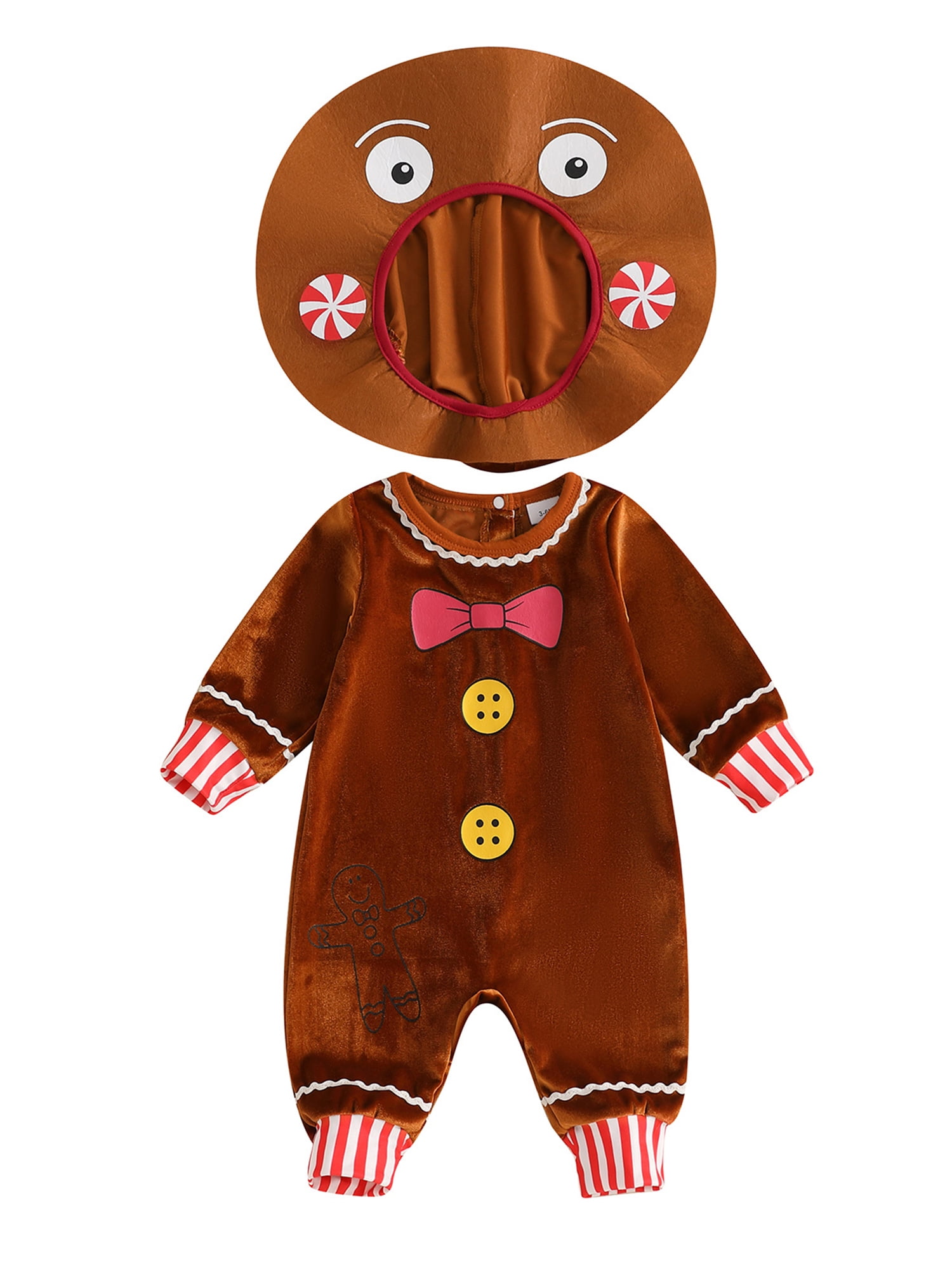 Toddler Baby Christmas Gingerbread Man Costumes Long Sleeve Jumpsuit ...
