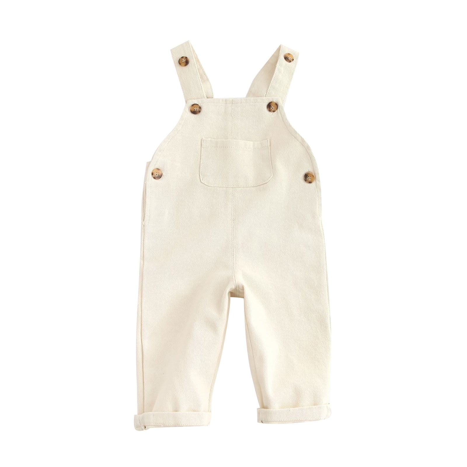 Toddler Baby Denim Overalls Boy Girl Solid Color Button Jumpsuit ...