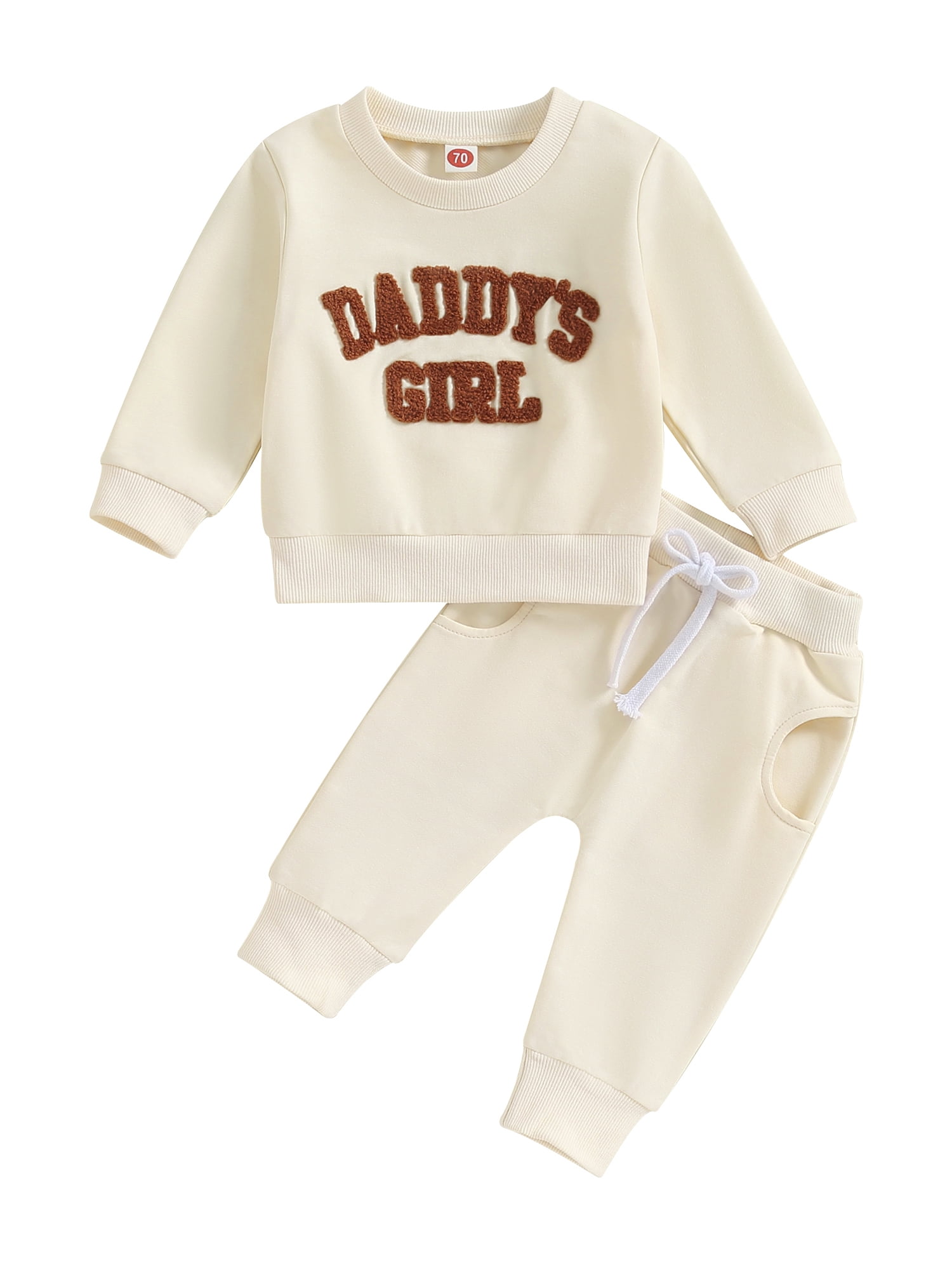 Toddler Baby Girl 2Pcs Fall Outfits Long Sleeve Fuzzy Letter Sweatshirt ...