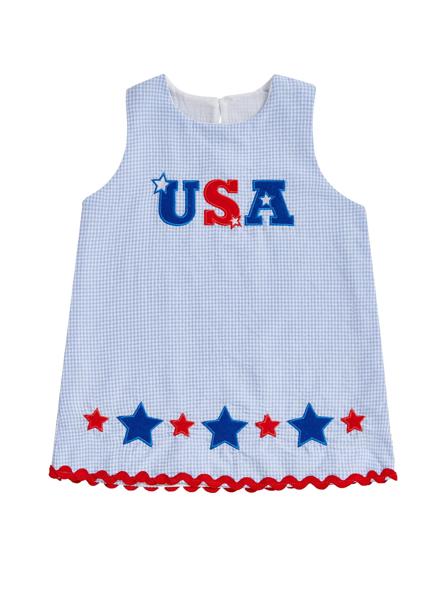 Toddler Baby Girl 4th of July Outfit Stars Usa Embroidery Sleeveless A ...