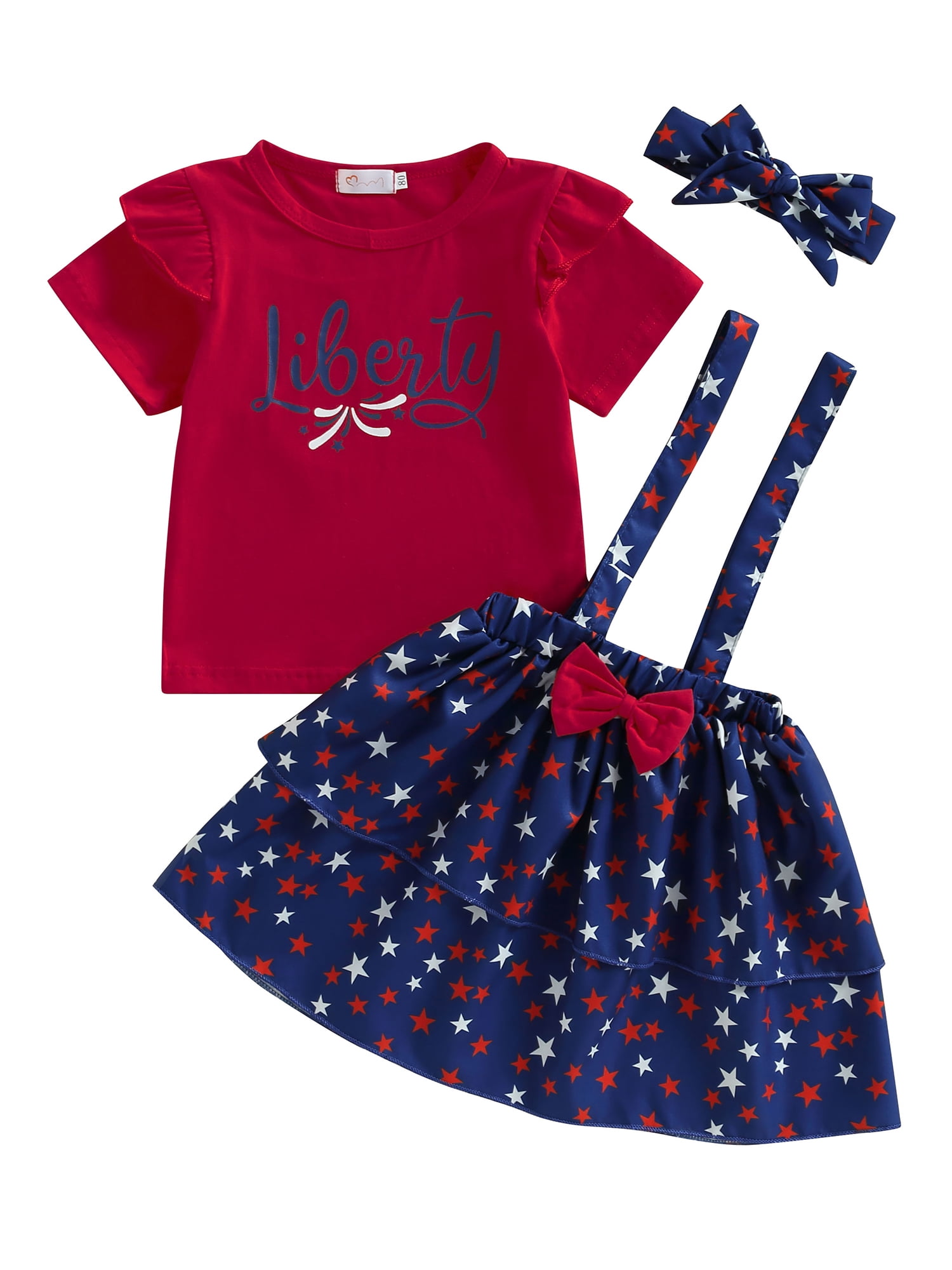 Toddler Baby Girl 4th of July Outfit Summer Striped Letters T-Shirt ...