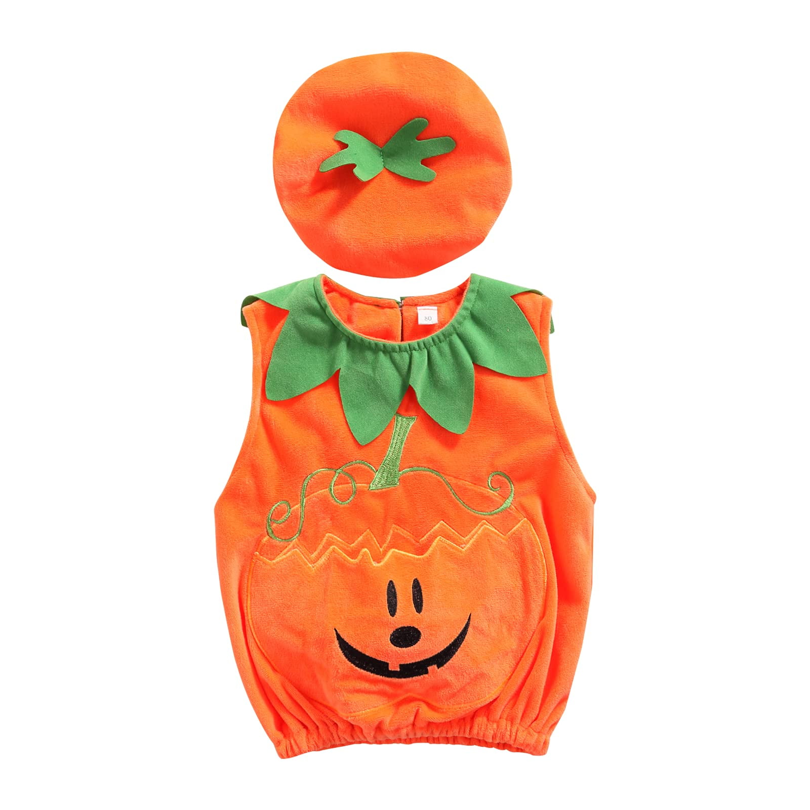 Toddler Baby Girl Boy Halloween Pumpkin Costume Sleeveless Tank Tee Top with Hat Cute Halloween ...