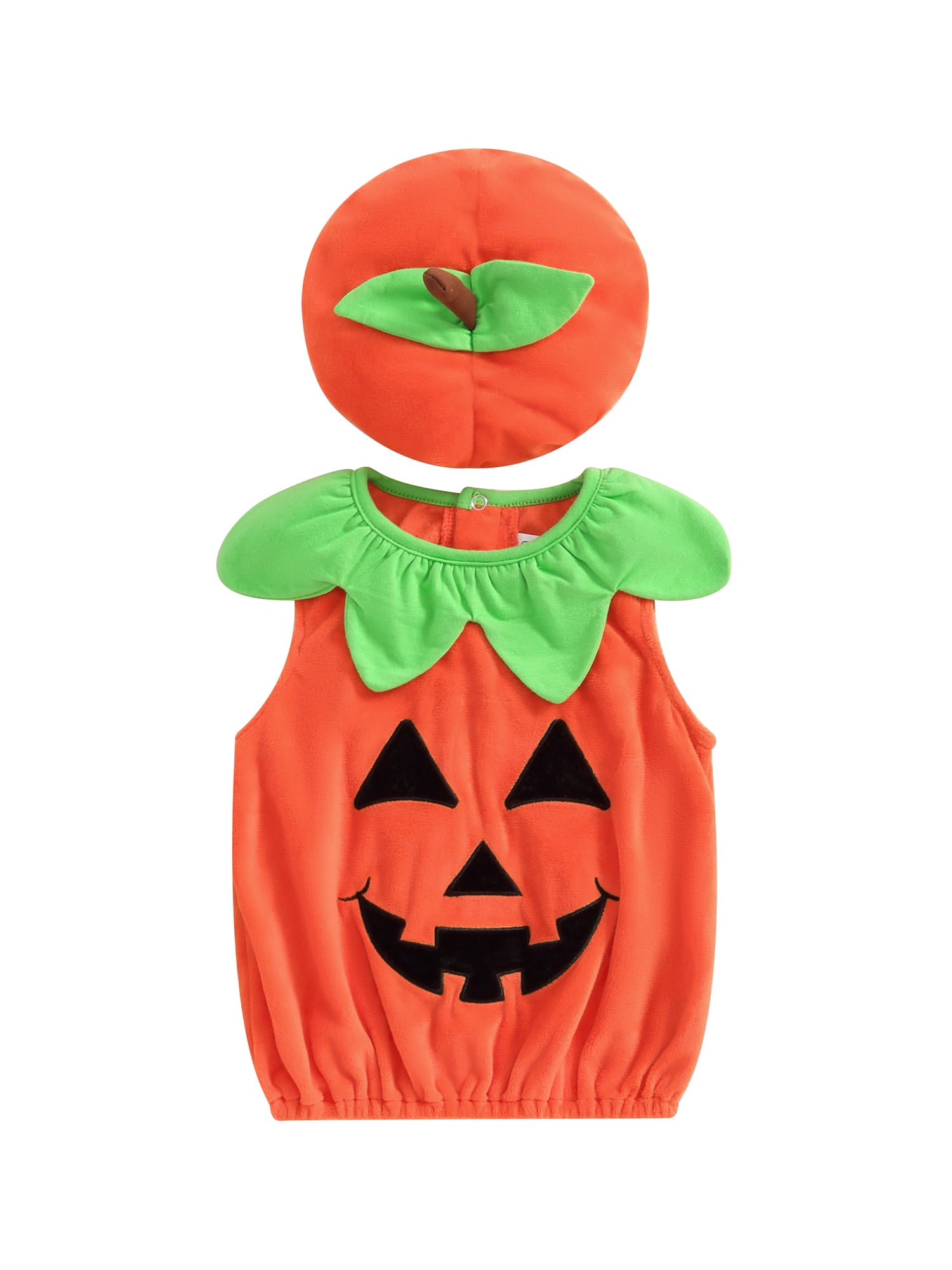 Toddler Baby Girl Boy Halloween Pumpkin Costume Sleeveless Tee Top + Hat Cute Halloween Outfits ...