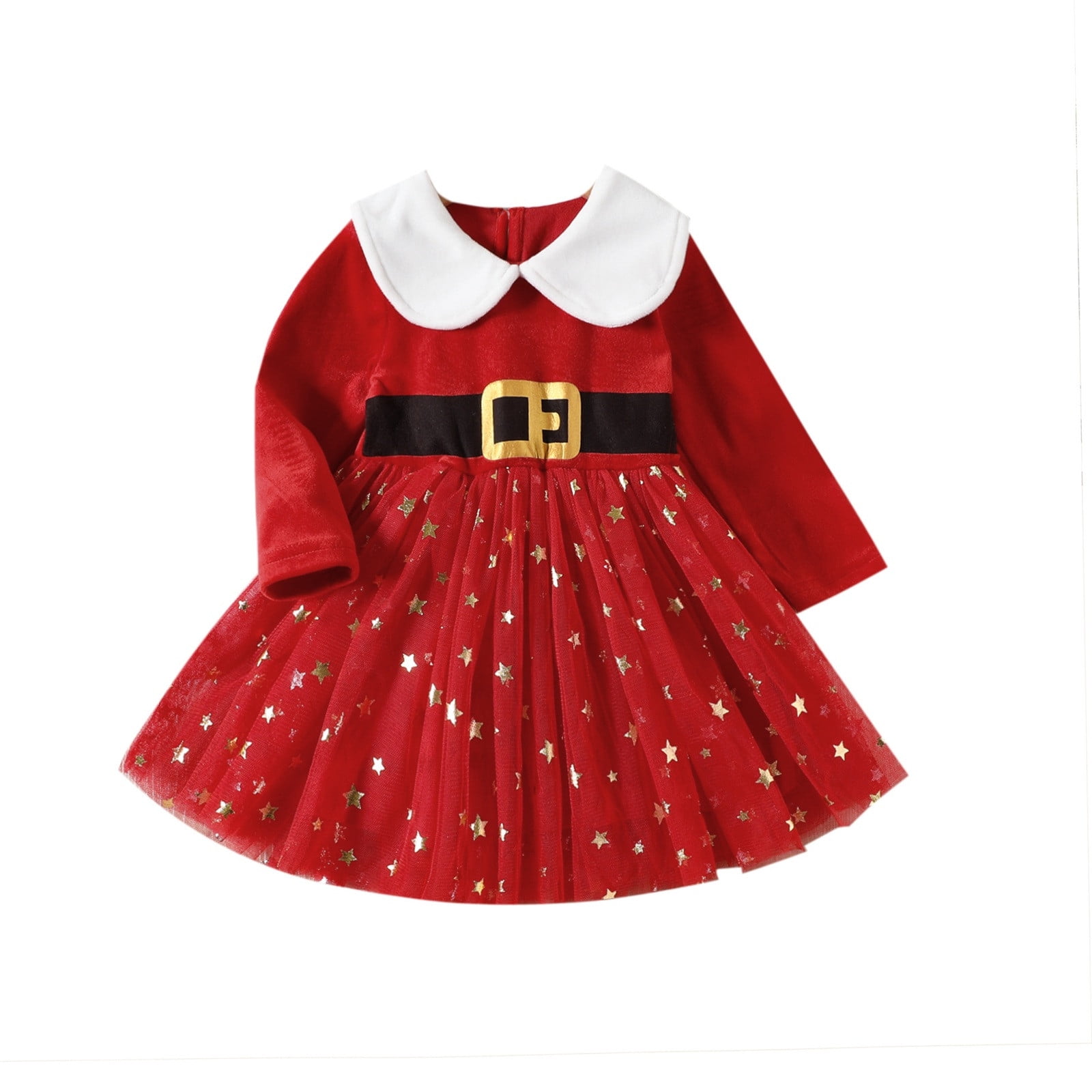 Toddler Baby Girl Christmas long sleeve Dress Santa Claus Red Princess ...