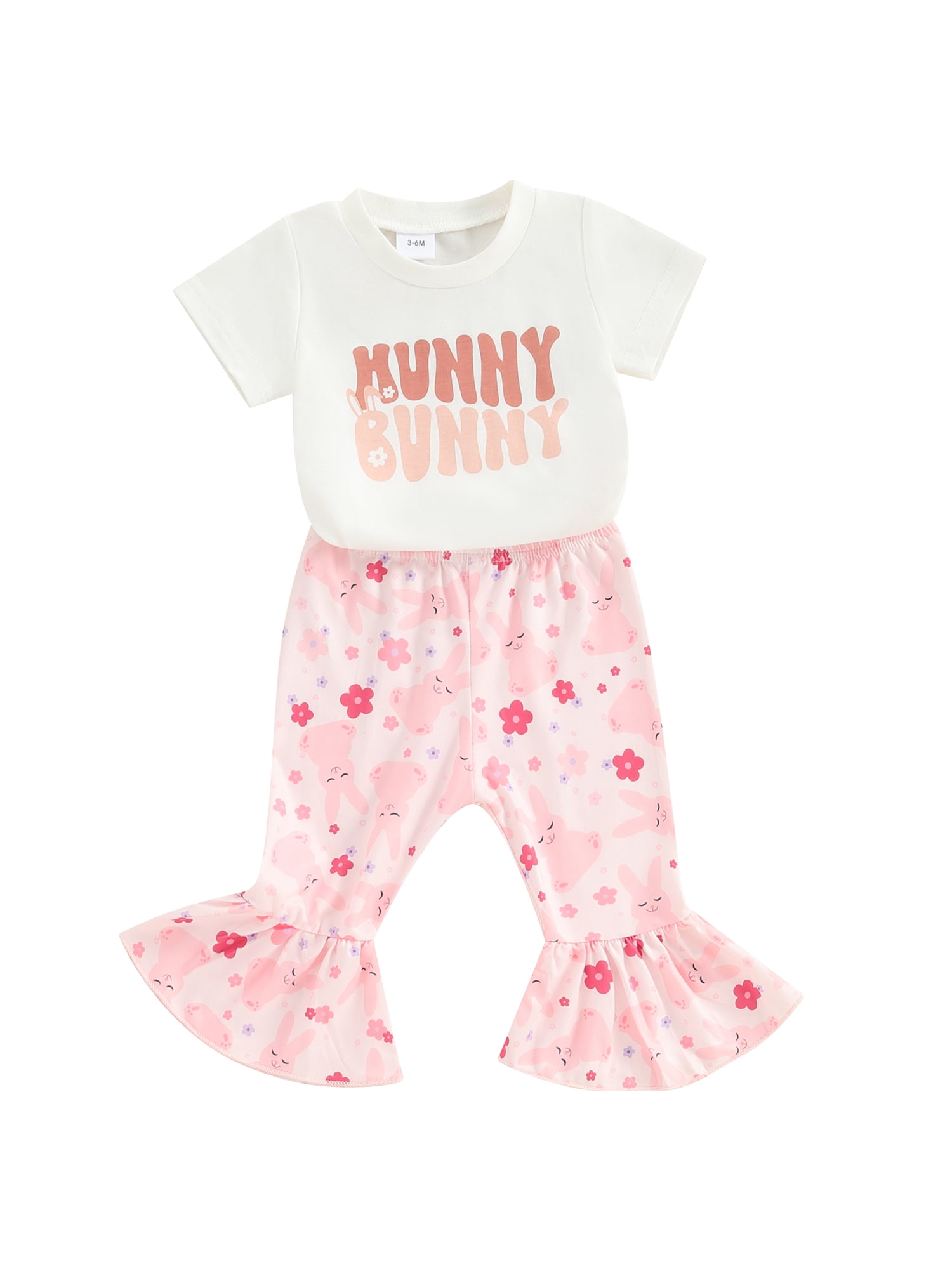 Toddler Baby Girl Easter Outfits Short Sleeve Letter Shirts Bunny ...