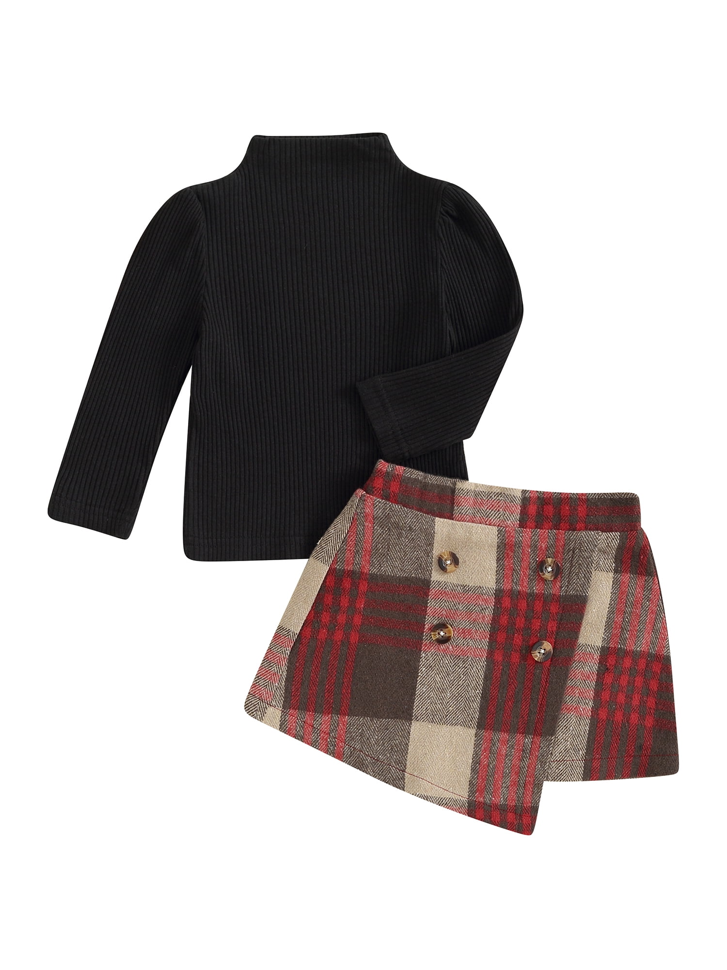 Toddler Baby Girl Fall Winter Outfits Solid Mock Neck Long Sleeve Knit ...