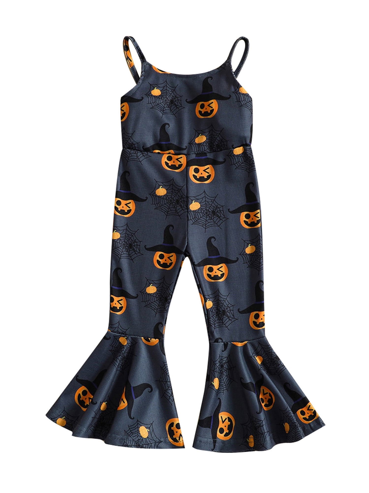 Toddler Baby Girl Halloween Dungarees Romper Pumpkin Bell Bottom Jumpsuit Cute Overalls Flared ...