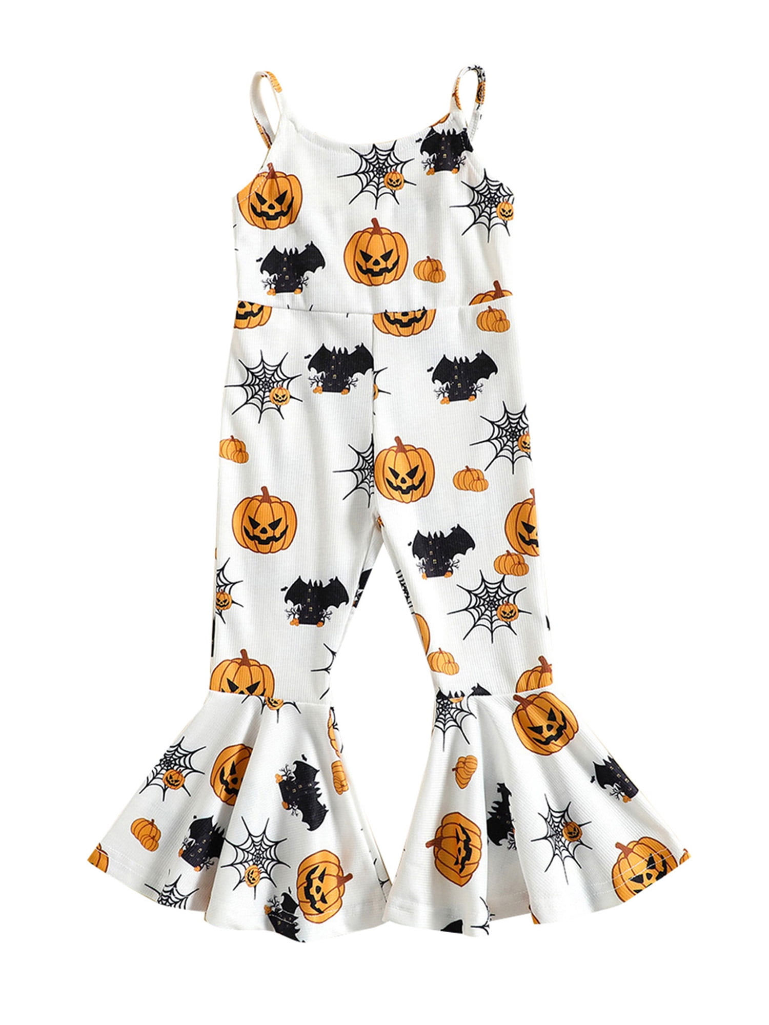 Toddler Baby Girl Halloween Outfit Pumpkin Ghost Overalls Suspender Jumpsuit Bell Bottom Flare ...