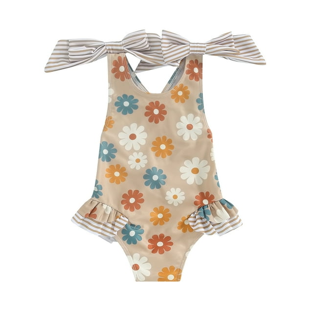 Toddler Baby Girl One Piece Swimsuit Floral Strap Sleeveless Bathing ...