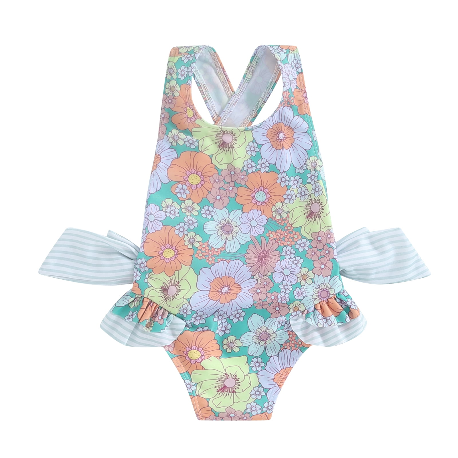 Toddler Baby Girl One Piece Swimsuit Floral Strap Sleeveless Bathing ...