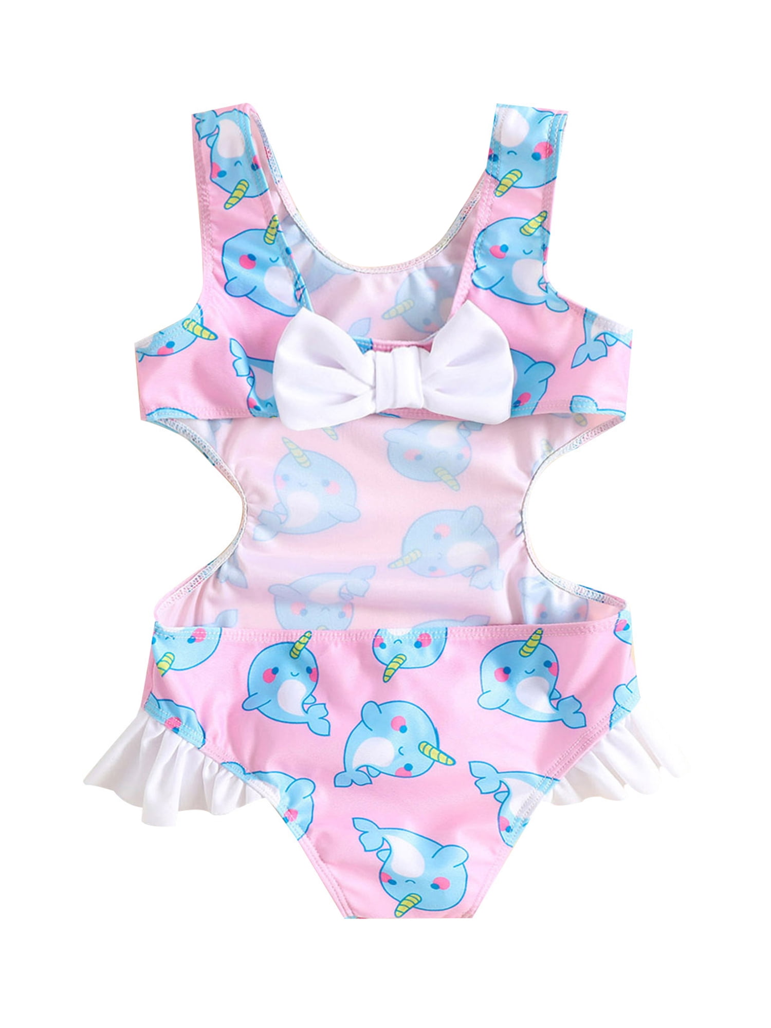 Toddler Baby Girl One Piece Swimsuit Kids Sleeveless Ruffle Swimming ...