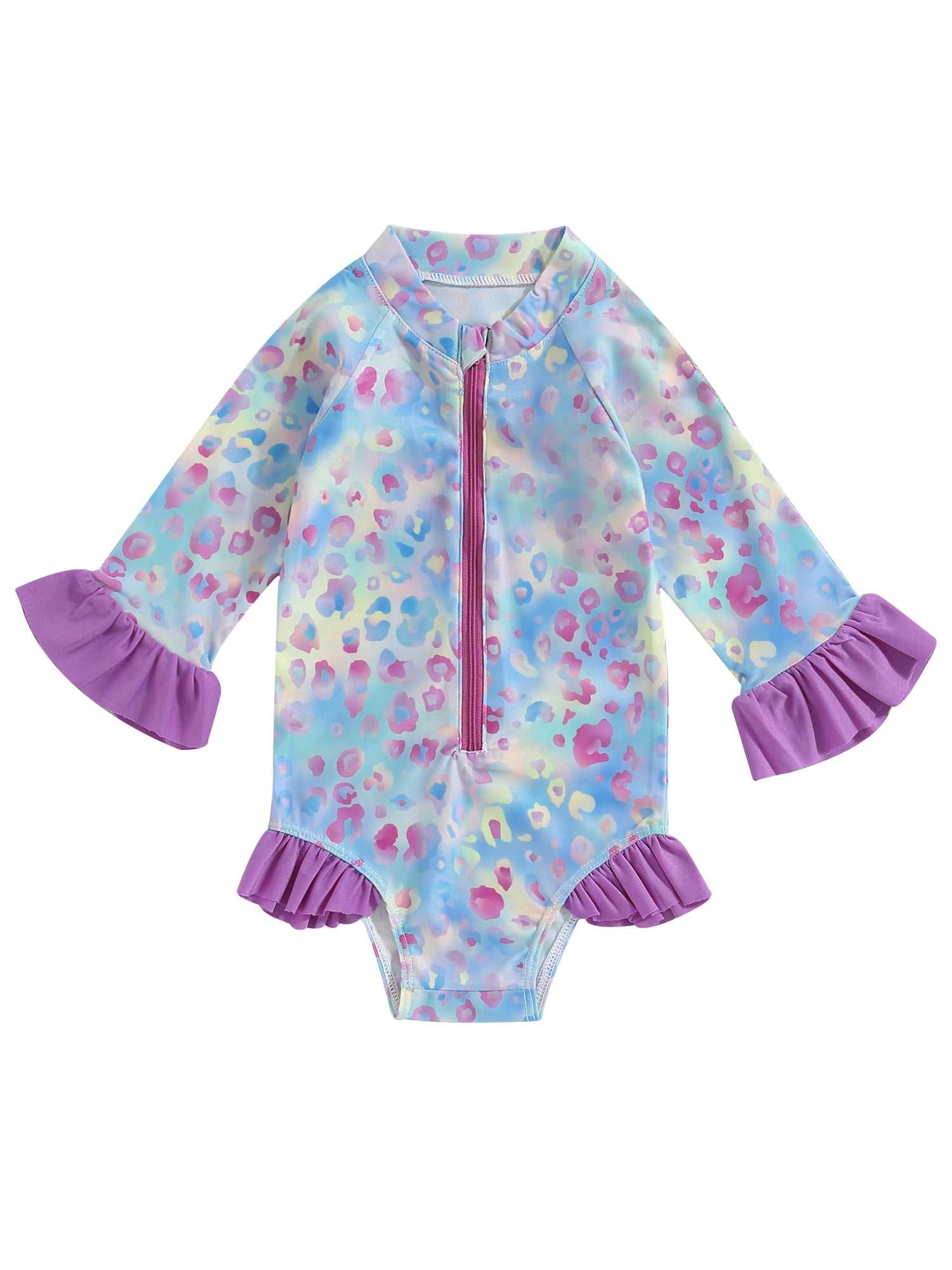 Toddler Baby Girl One Piece Swimsuits Kids Girls Long Sleeve Zip Up ...