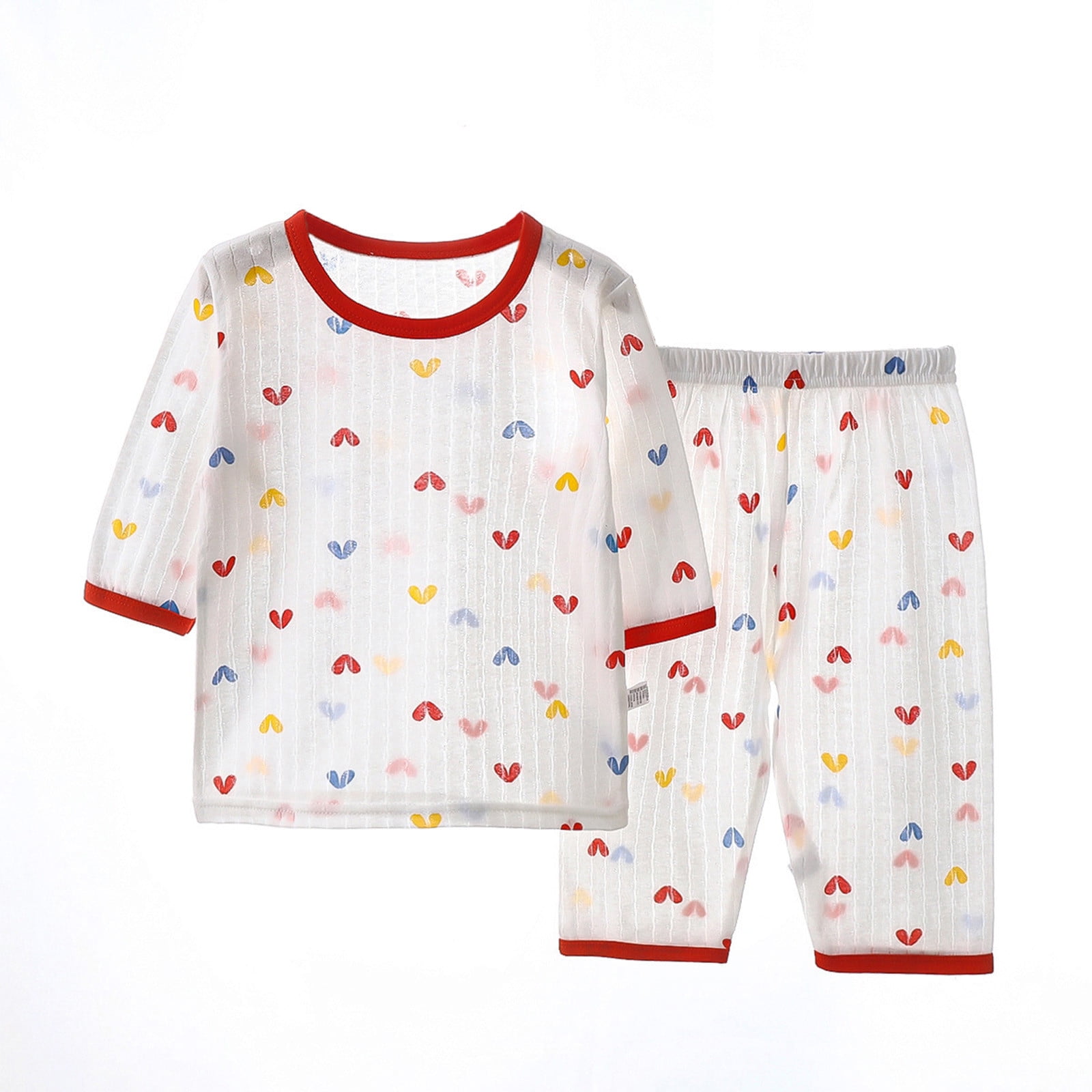 Toddler Baby Girl Pajama Set Young Girls 2-6 Years Old Pajamas Set Spring Boys Seven-point Cuff ...