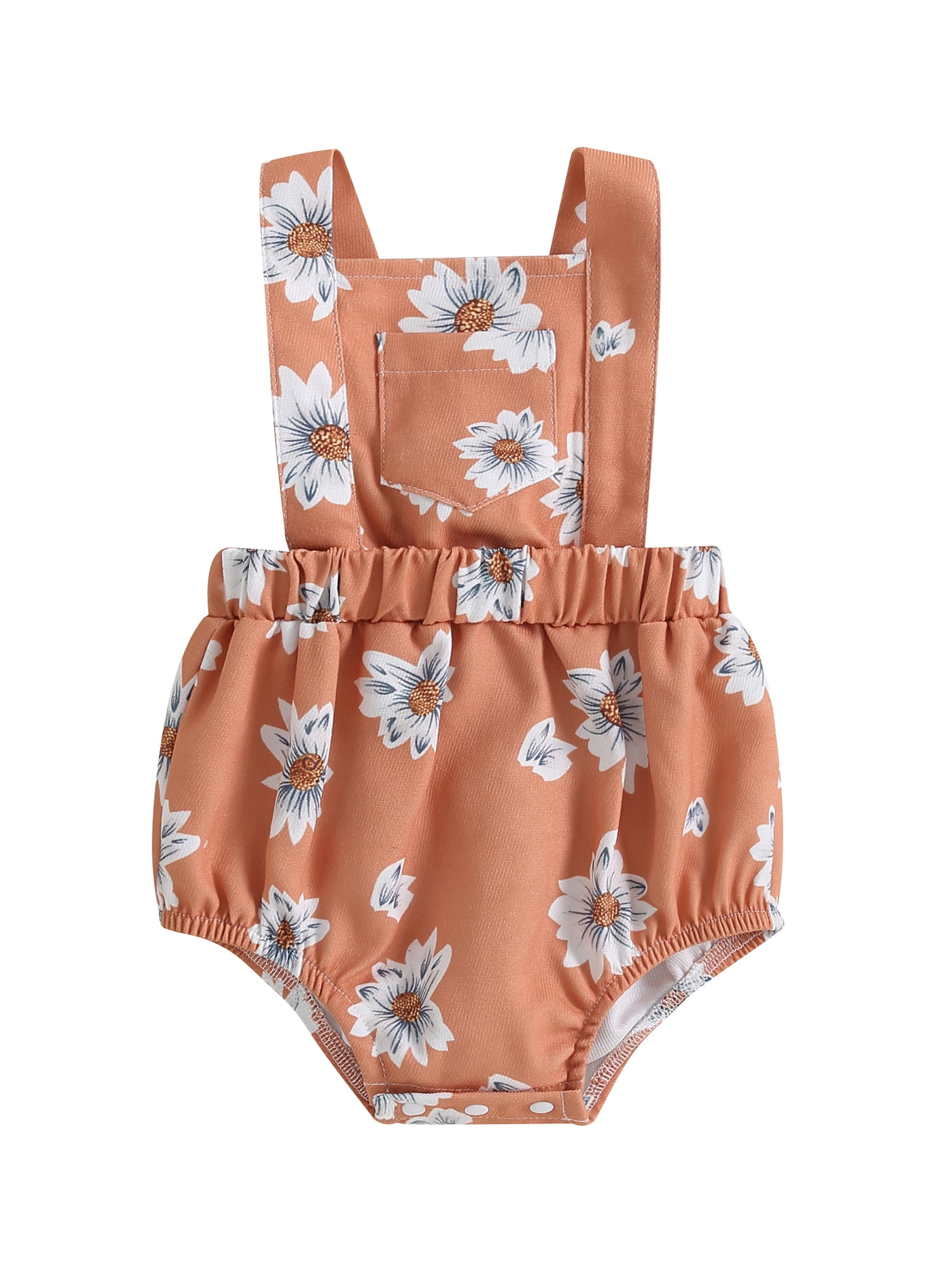 Toddler Baby Girl Sleeveless Sun/Floral Print Elastic Waist Romper ...