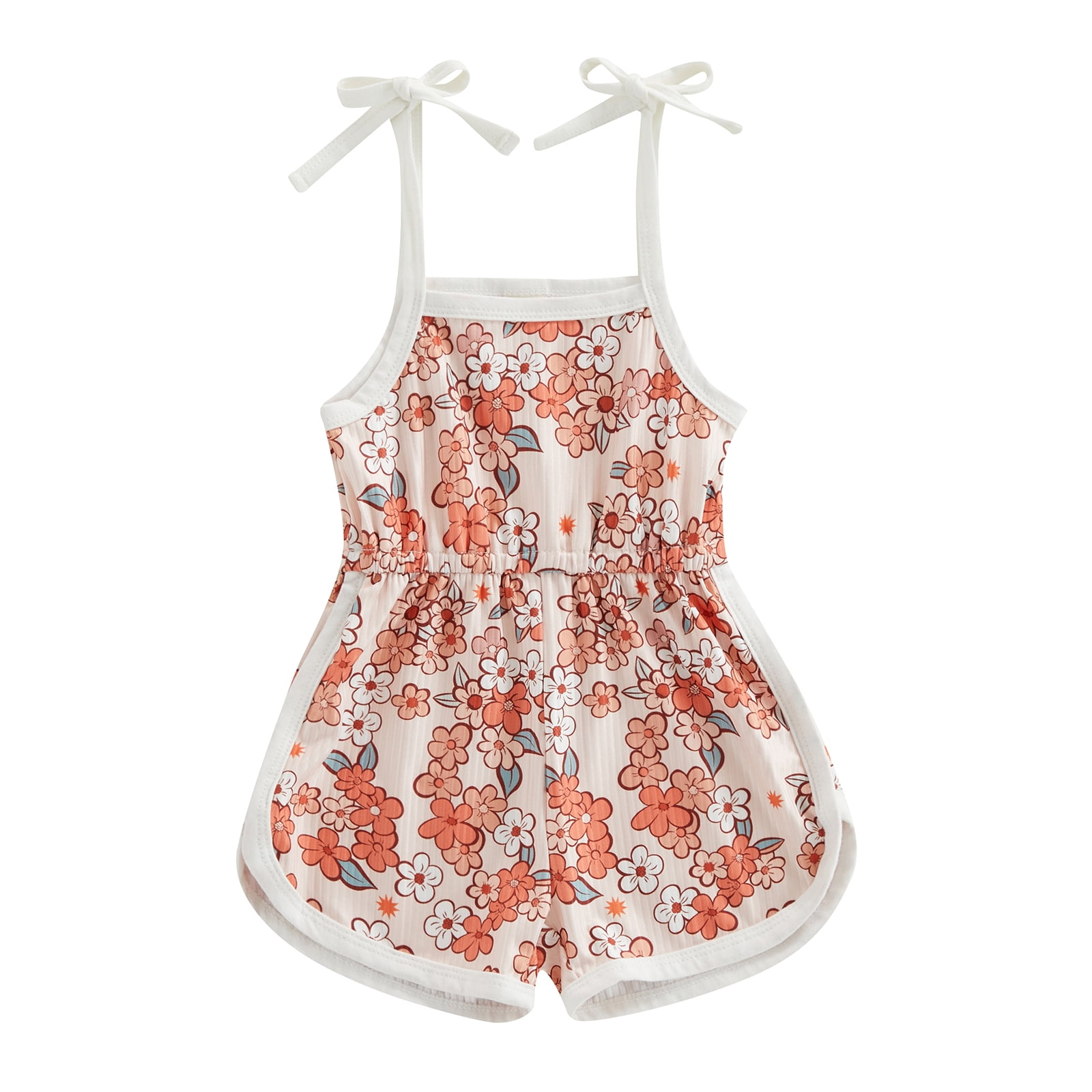 Toddler Baby Girl Summer Jumpsuit, Cartoon Flower Print Sleeveless ...