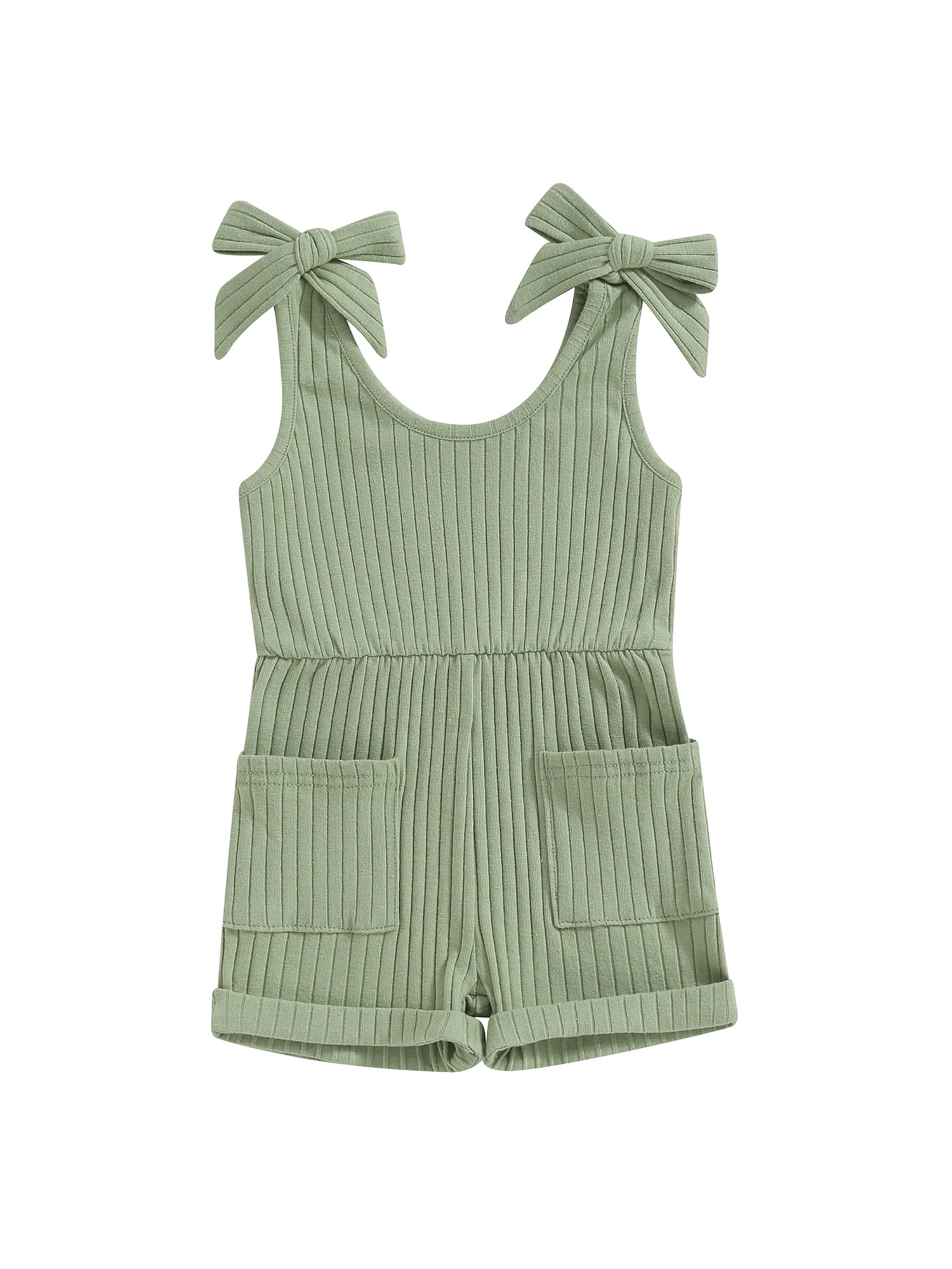 Toddler Baby Girl Summer Overalls Short Jumpsuit Ribbed Sleeveless Tank ...