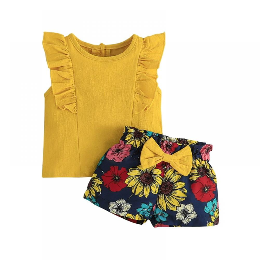 Toddler Baby Girl Summer Ruffle Short Sleeve Tops+Elastic Drawstring ...
