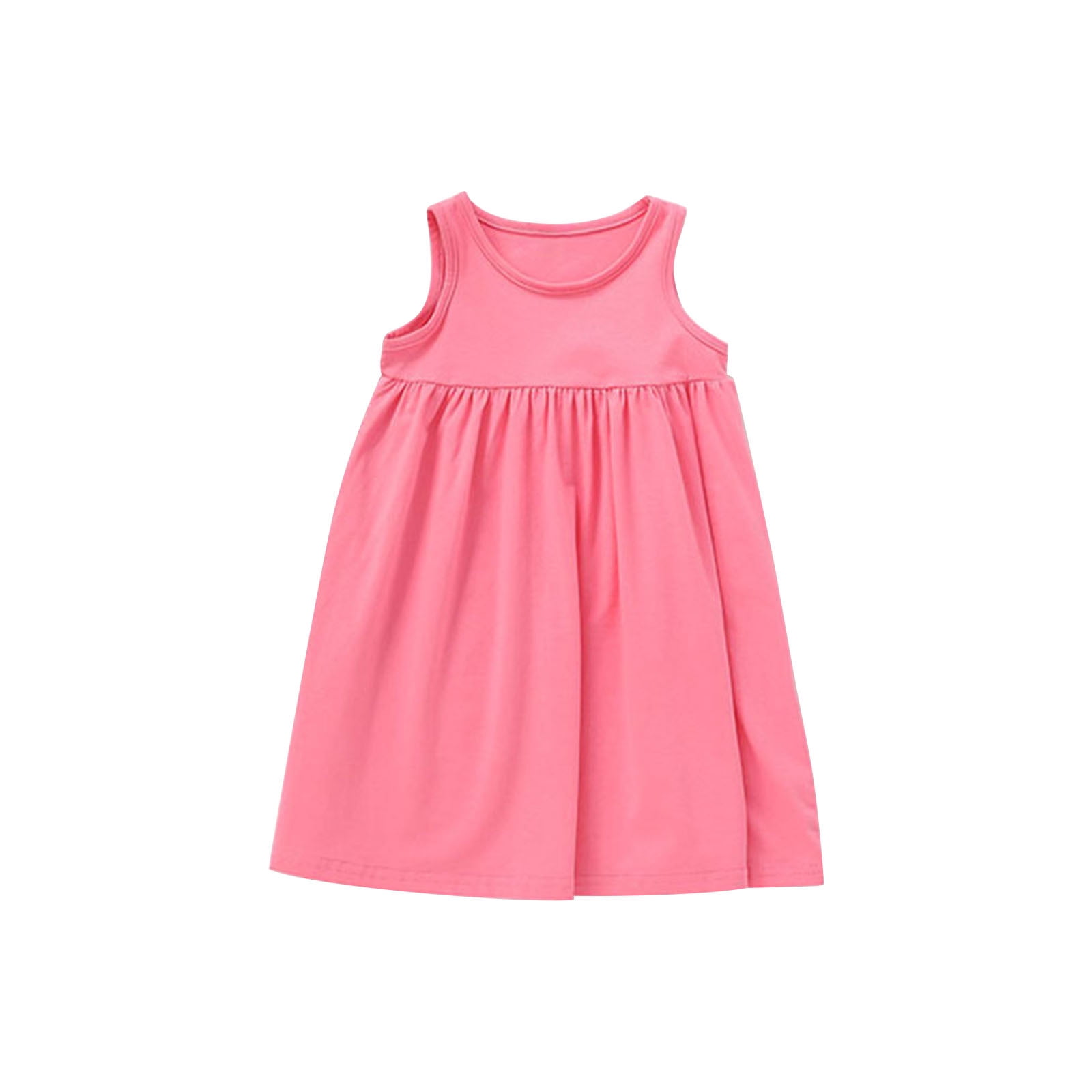 Toddler Baby Girl Summer Sleeveless Dress Crewneck Ribbed Knit High ...