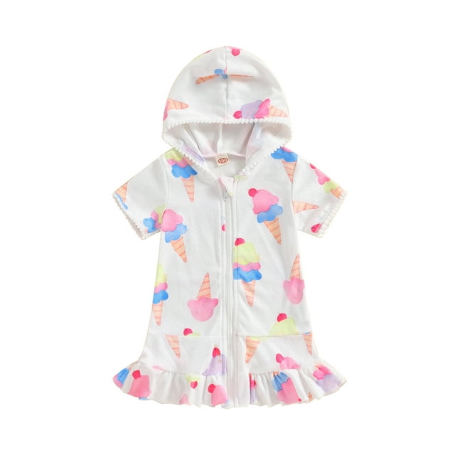 Toddler Baby Girl Swim Cover Up Towel Terry Swimsuit Wraps Zip Up ...