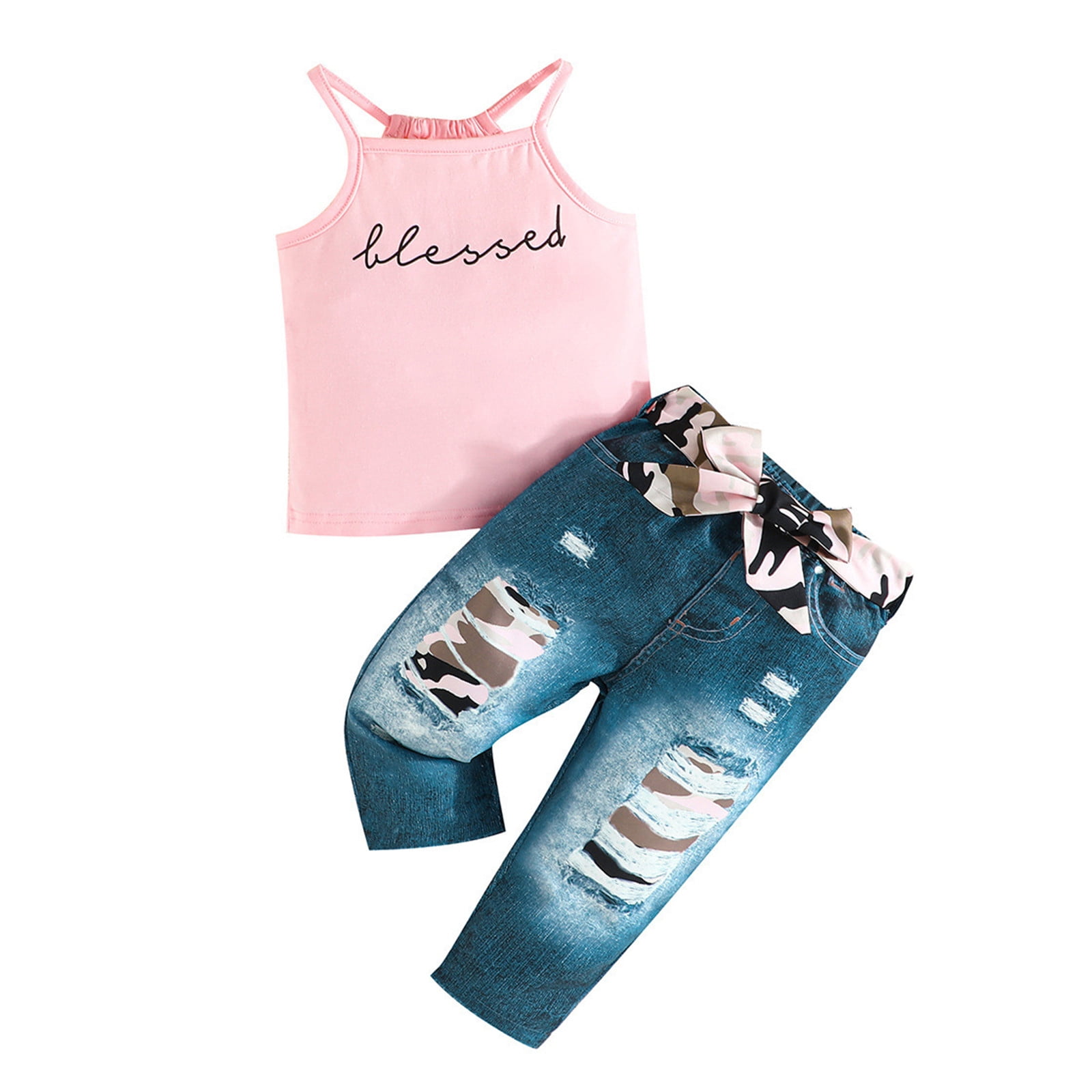 ibuvkizy Toddler Girl Tank Top Sets Summer Girl Outfits Clothes,1-6 ...