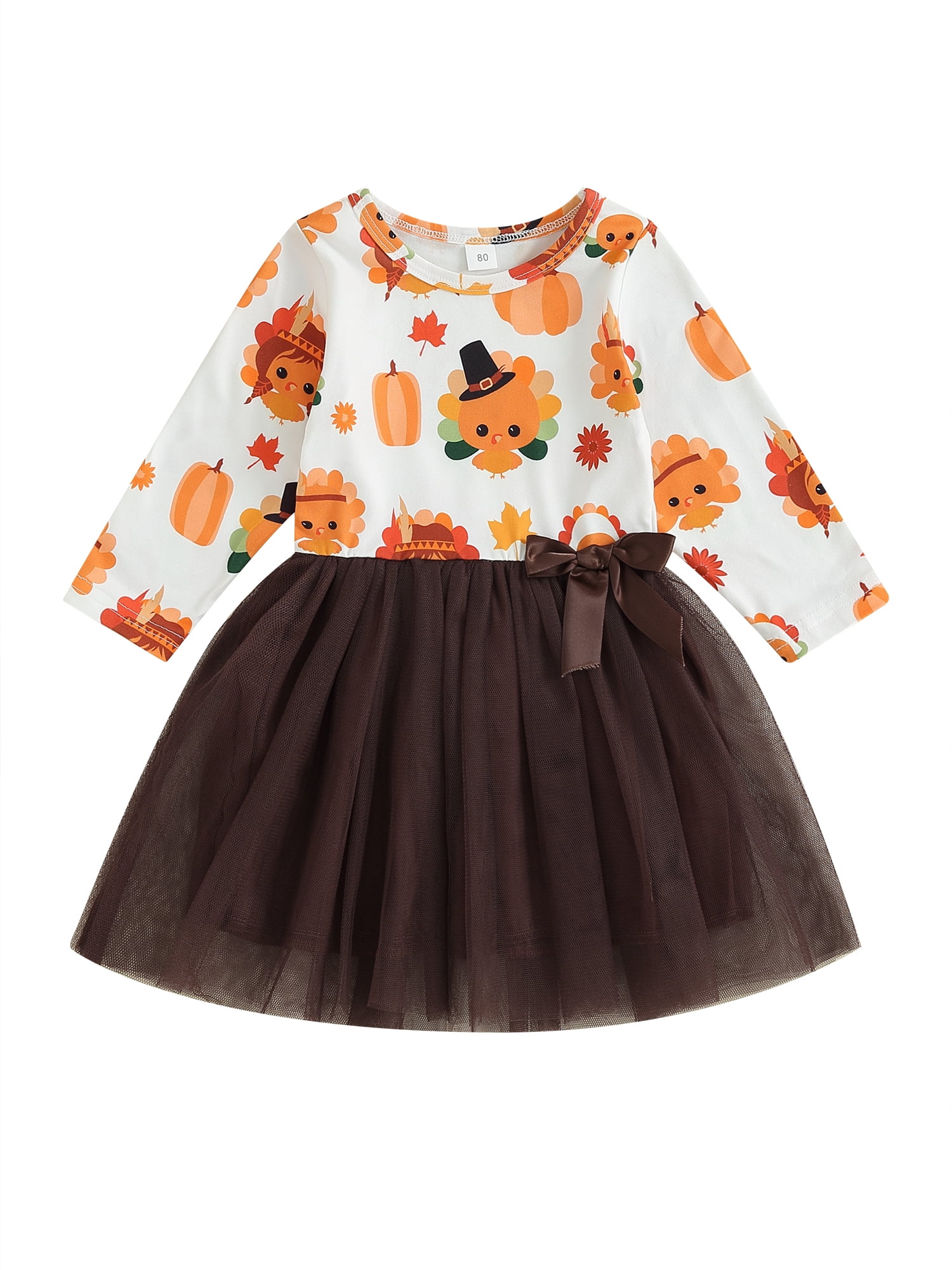 Toddler Baby Girl Thanksgiving Outfits PumpkinTurkey Print Long Sleeve ...