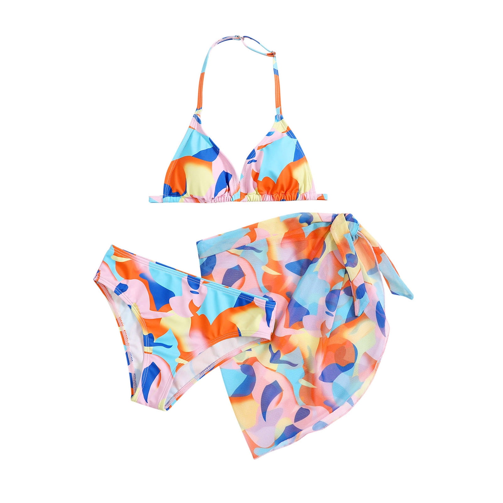 Toddler Baby Girl's 3 Piece Swimsuits Prints Bikini Bathing Suit Briefs ...