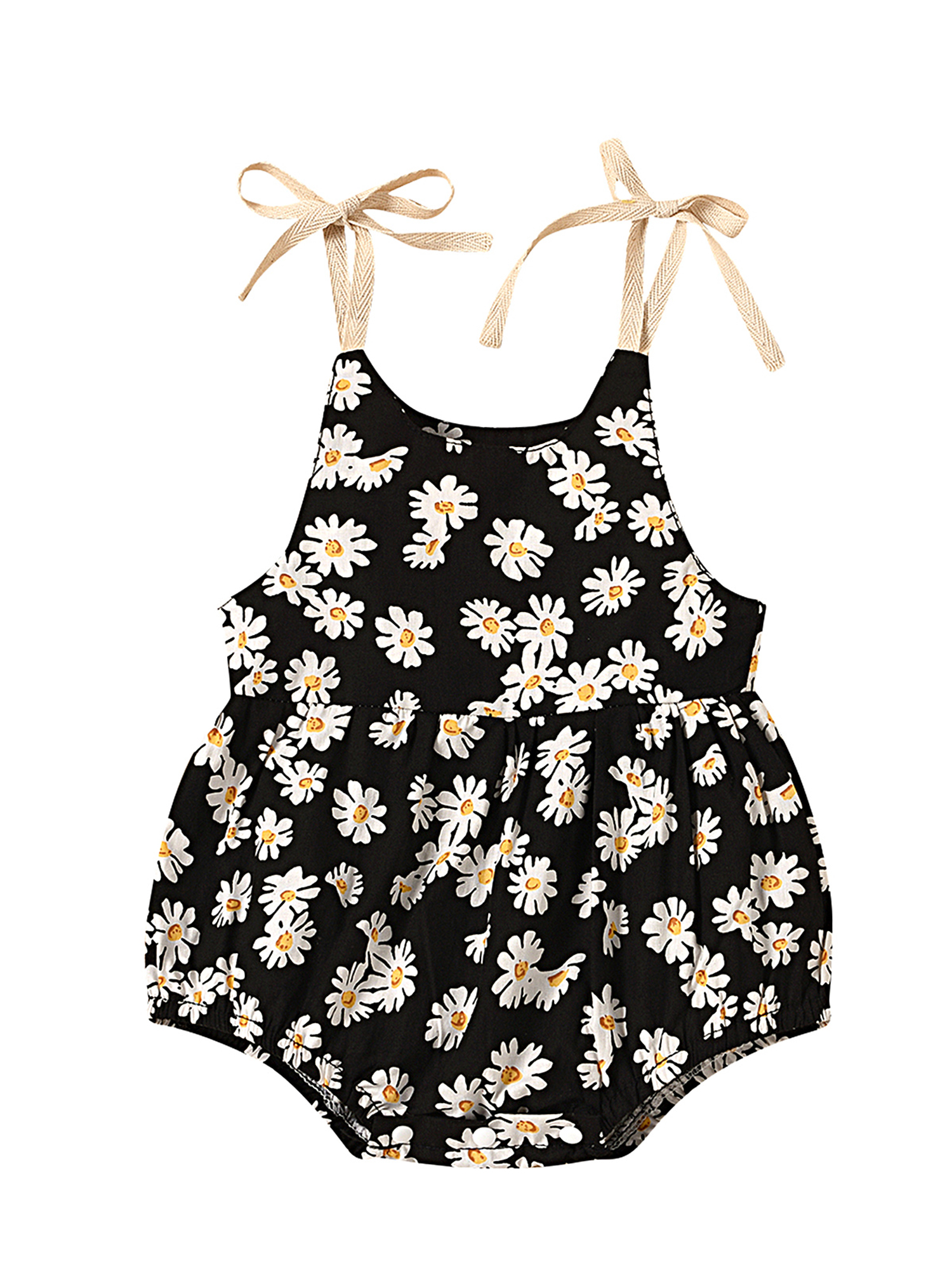 Toddler Baby Girl's Romper Daisy Print Sleeveless Sling Bodysuit One ...
