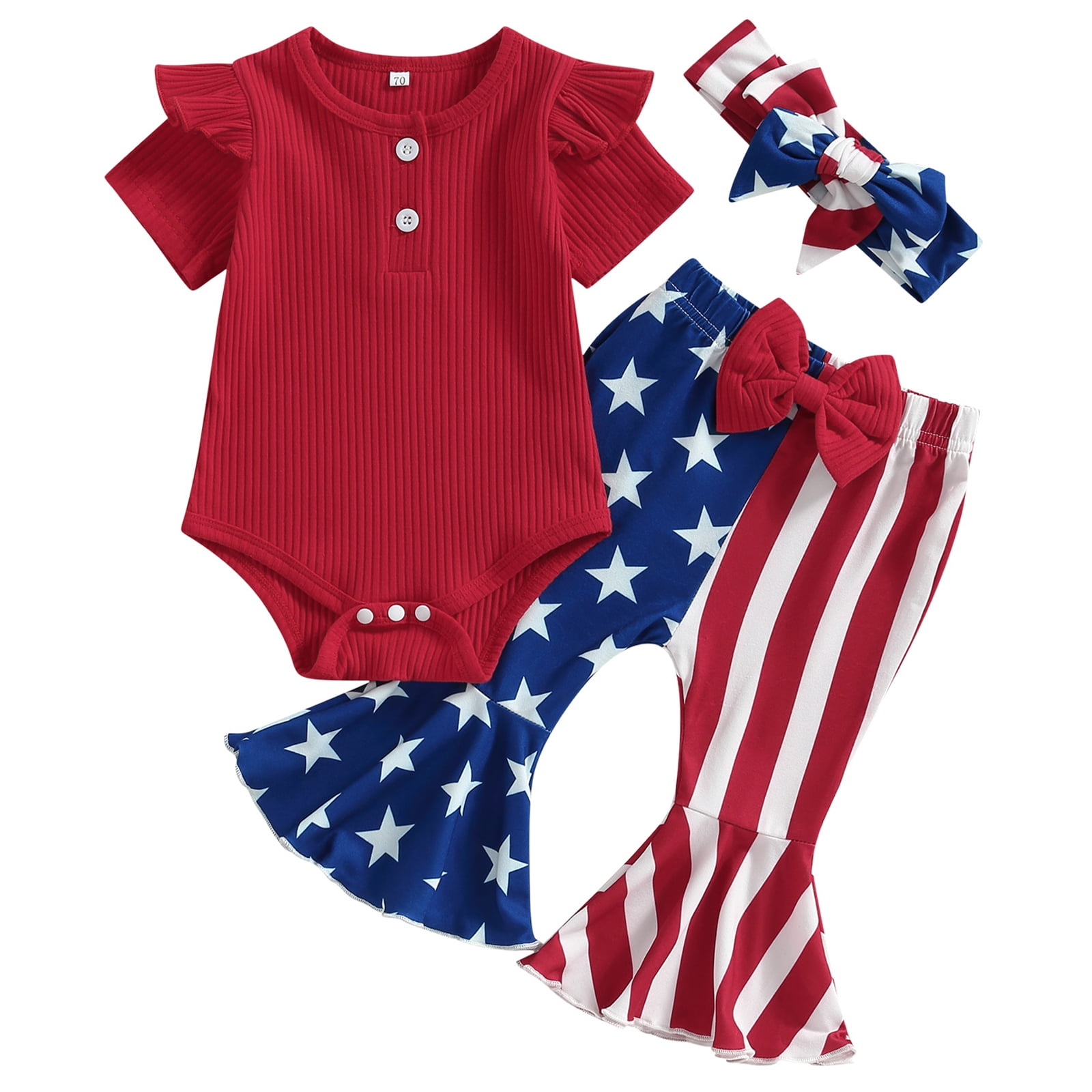 Toddler Baby Girls 4th of July Outfits Set T-Shirt Tops Star Striped ...