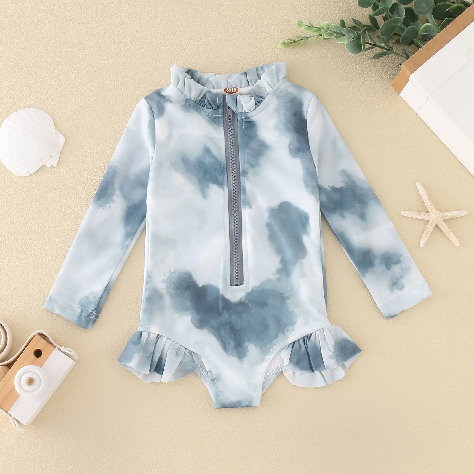 Toddler Baby Girls Bikini Beach Swimwear Rashguard Sets Long Sleeve One ...