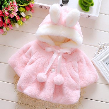 Baby Girl Fur Winter Coat Cute Warm Jacket Fuzzy Cape Cloak Overcoat ...