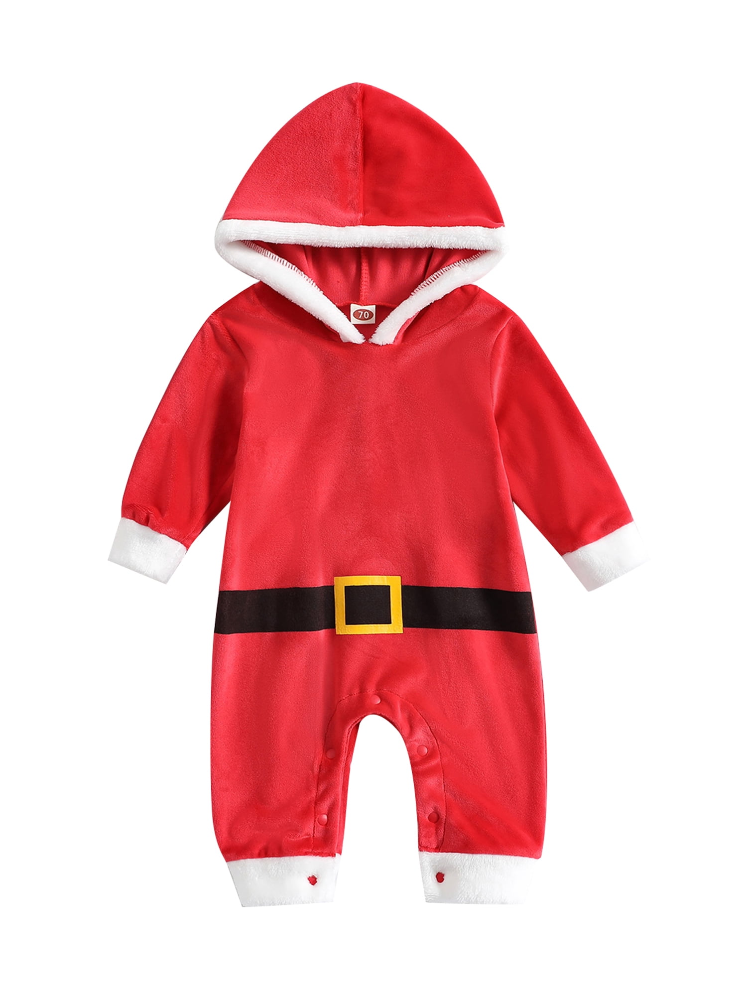 Toddler Baby Girls Boys Christmas Outfits Long Sleeves Jumpsuits Velvet ...