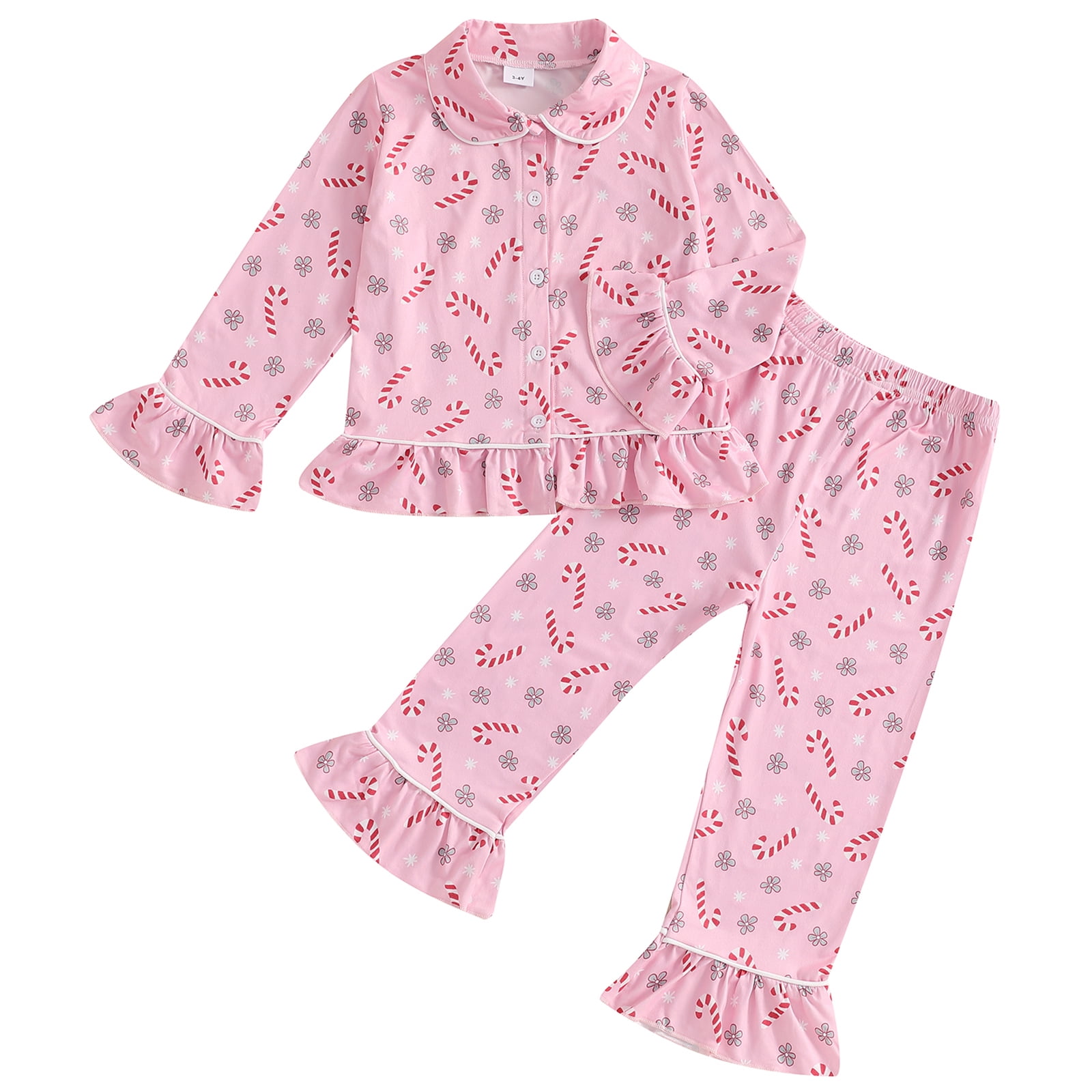 Toddler Baby Girls Christmas Pajamas Set Candy Cane/Bow Print Shirts ...