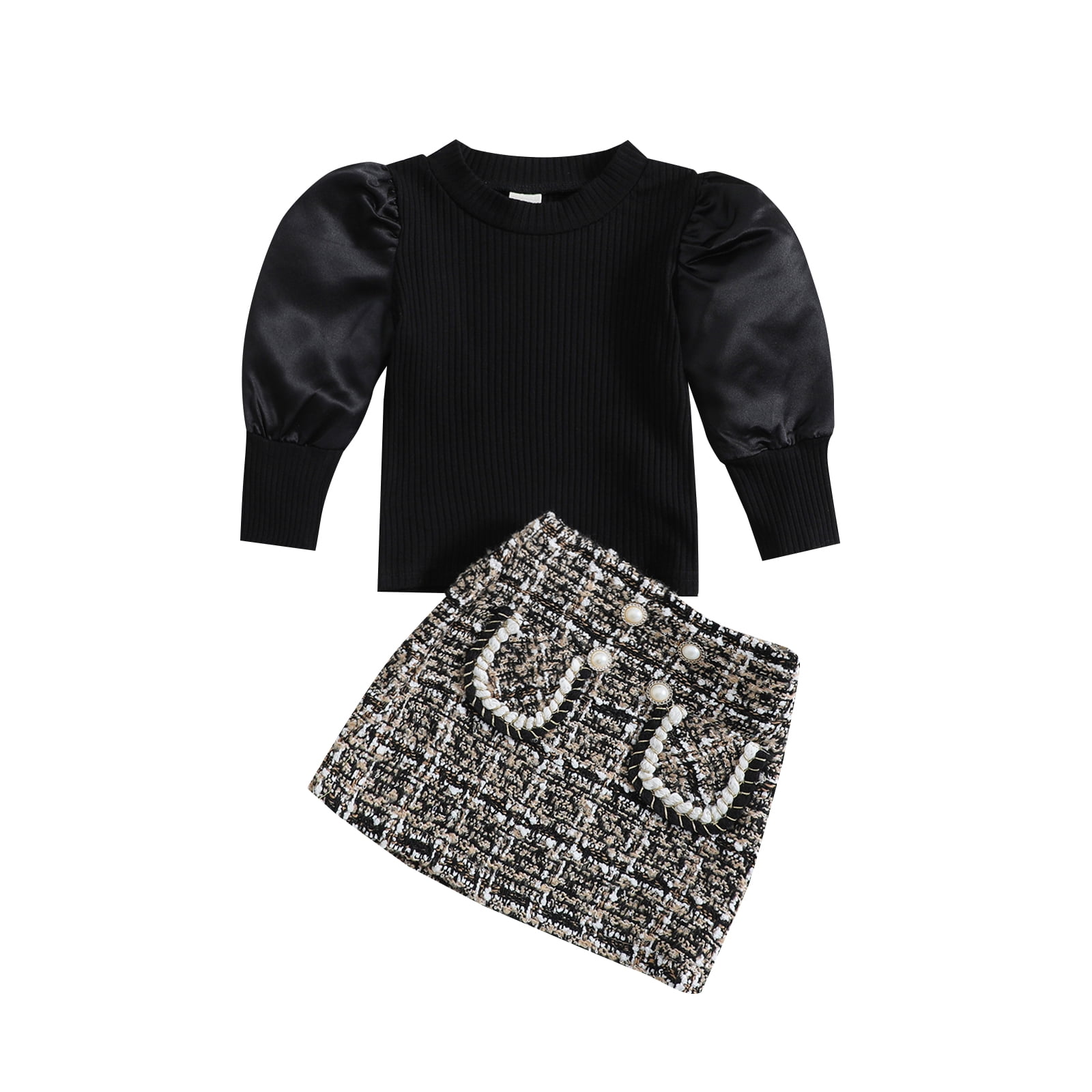 Toddler Baby Girls Clothes Sets 6M 12M 18M 24M 3Y 4Y Long Puff Sleeve ...