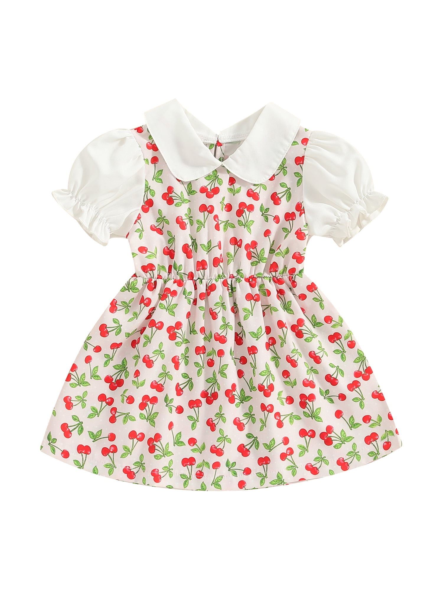 Toddler Baby Girls Outfit Mini Skirt Strawberry Heart Print Doll Collar ...