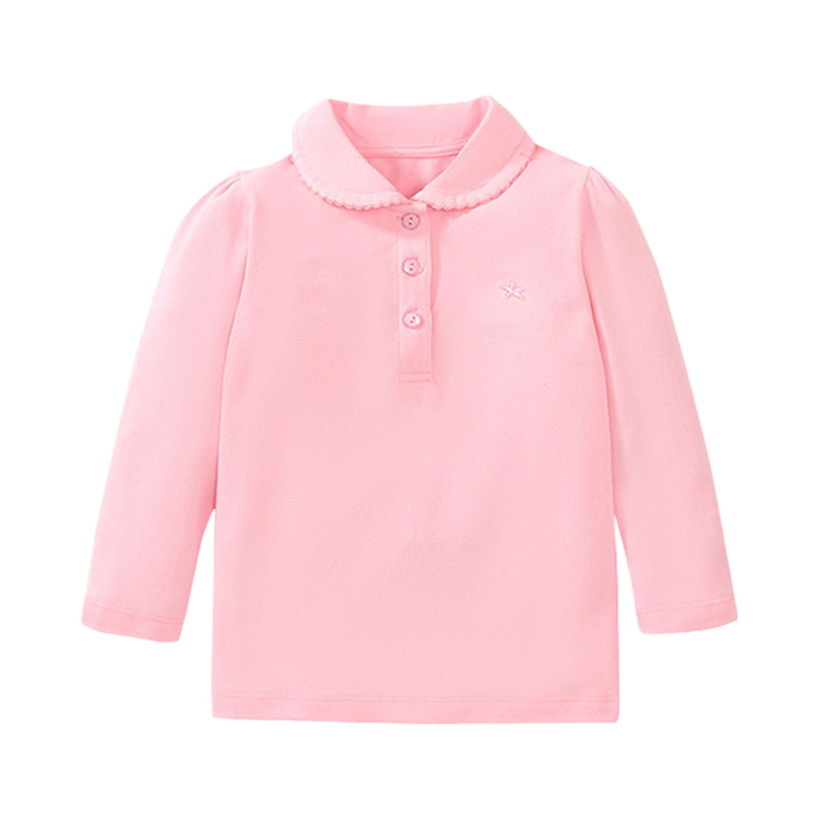 Toddler Baby Girls Pol𝐨 Shirt Doll Collar Shirt Classic Long Sleeve ...