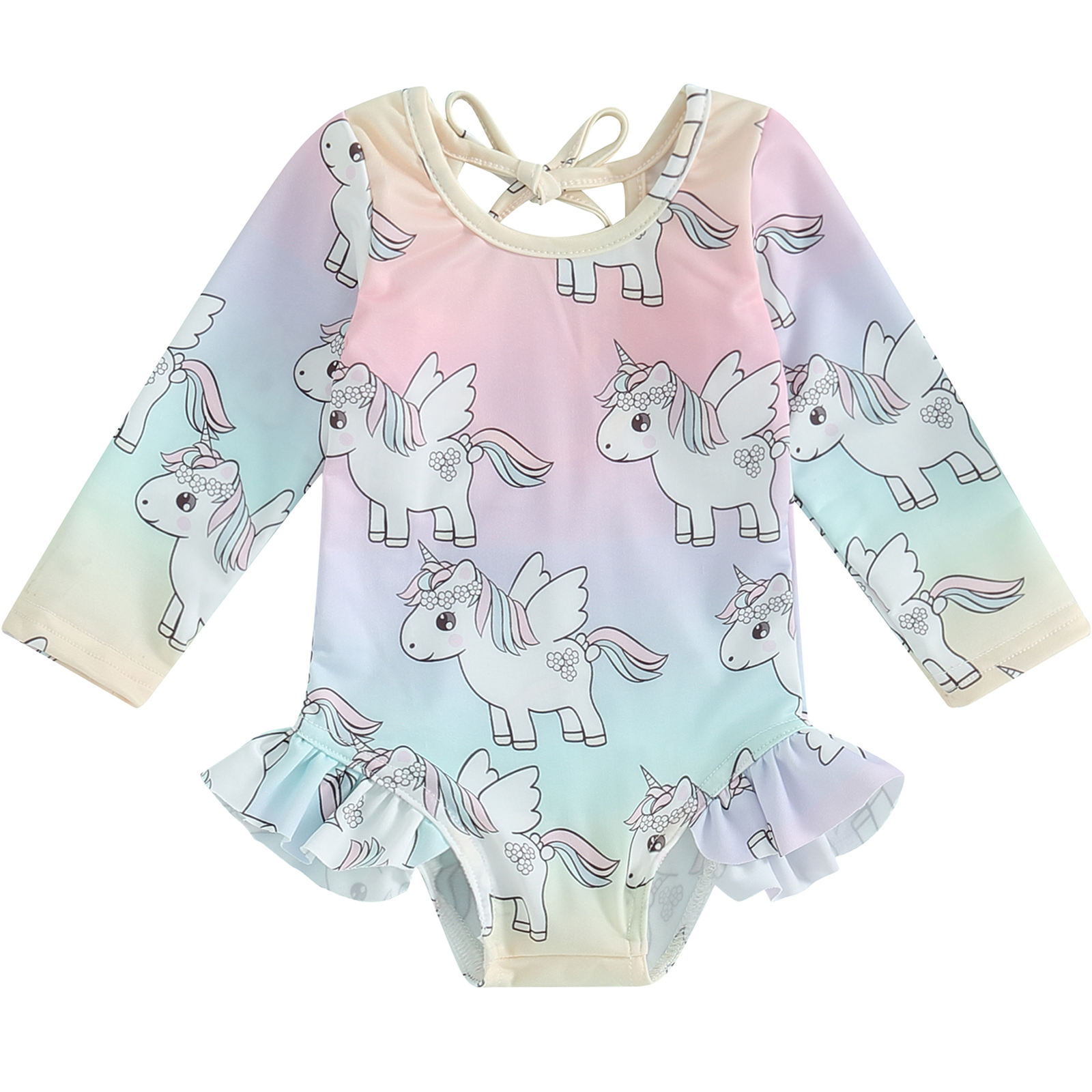 Toddler Baby Girls Rash Guard Swimsuit Rompers Long Sleeve Floral Print Bathing Suit Swimwear 2 ...