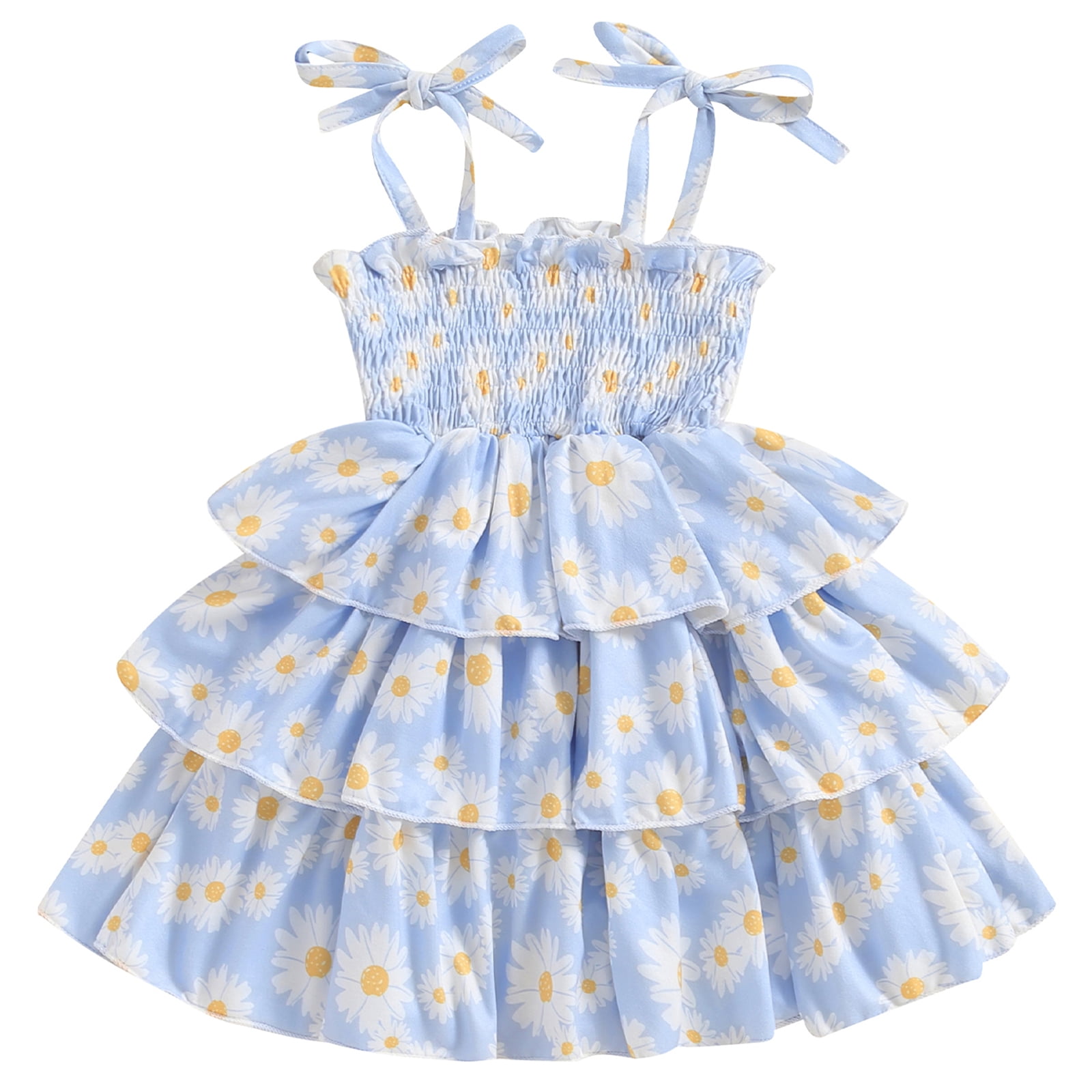 Toddler Baby Girls Summer Dress Casual Bandage Straps Daisy Print ...