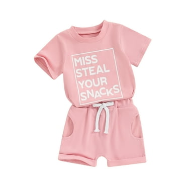 PatPat Girls Clothing Sets Little Girls Outfits 2pcs Animal Print Short Sleeve Top and Stripe ...