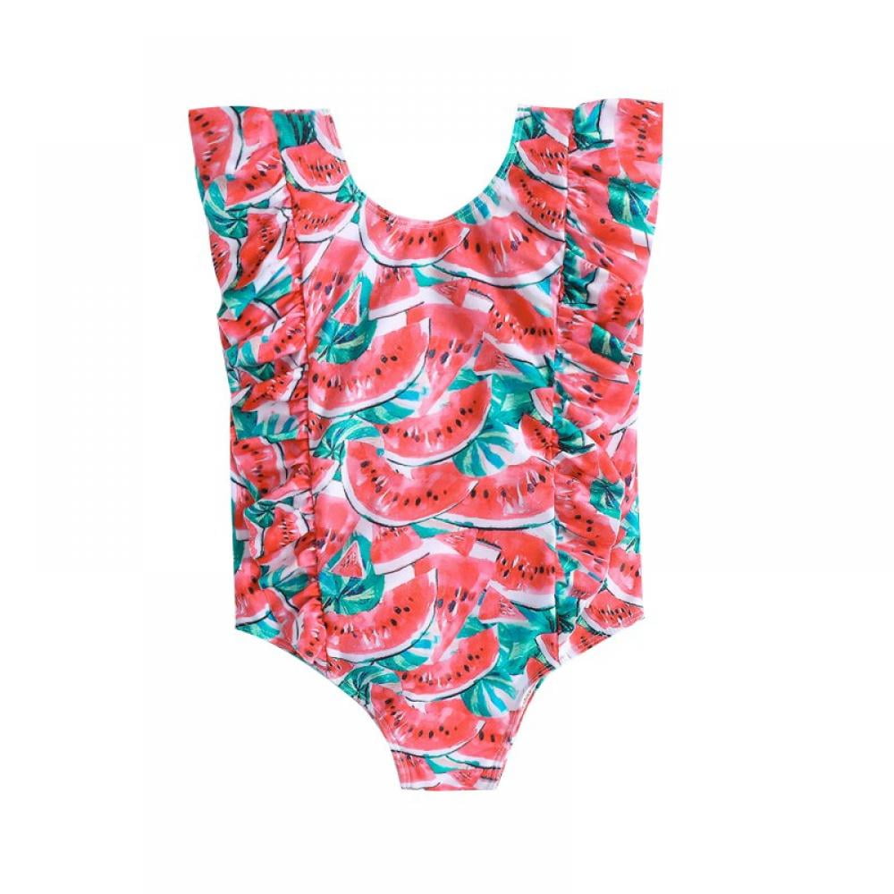 Toddler Baby Girls Swimwear Cartoon Print Bathing Suits Bikini Frill ...